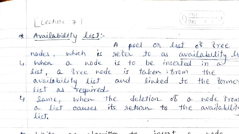 Linked List Algorithm Notes - DS 101 - Studocu