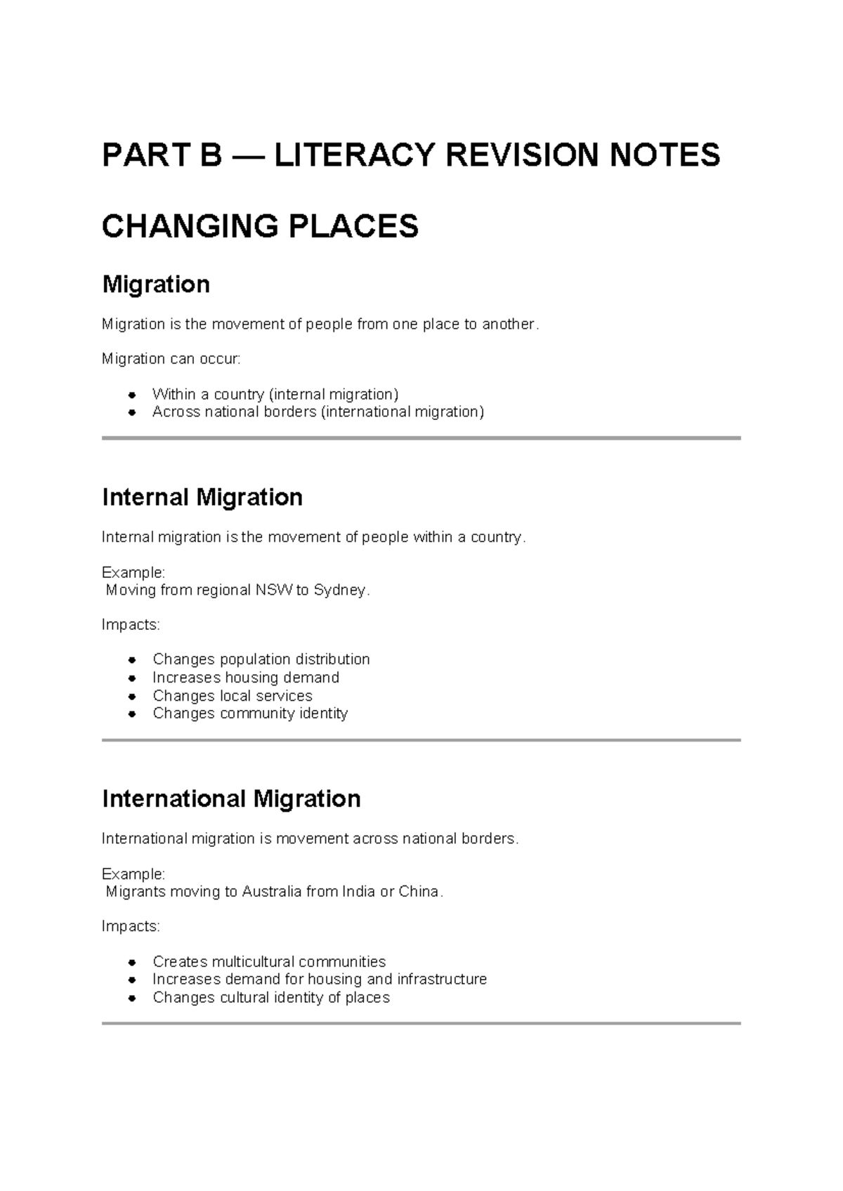 GEOG 101 Final Exam Revision Notes: Migration & Urbanisation - Studocu
