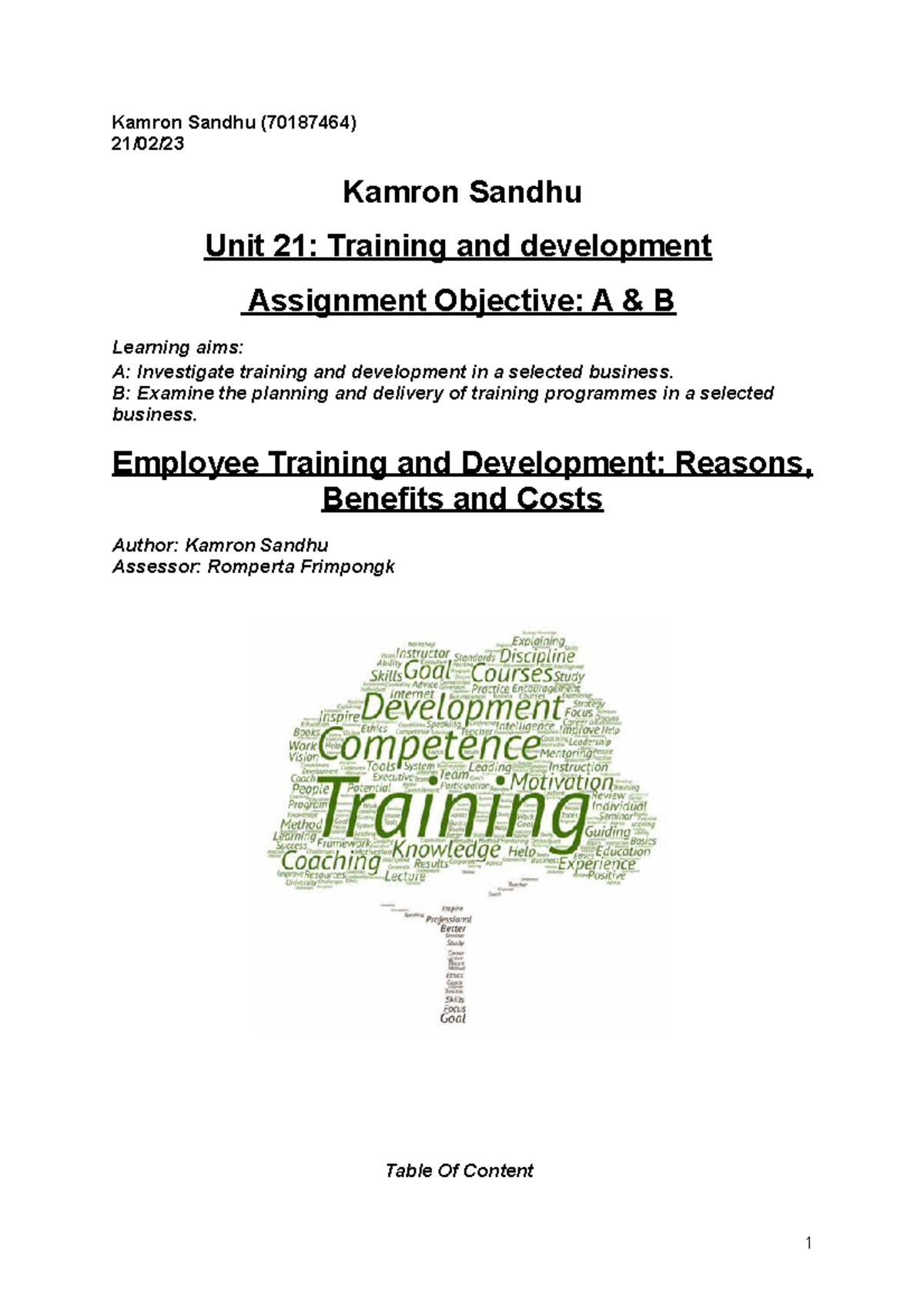 Unit 21: Training and Development - LOs A & B Insight on Amazon - Studocu