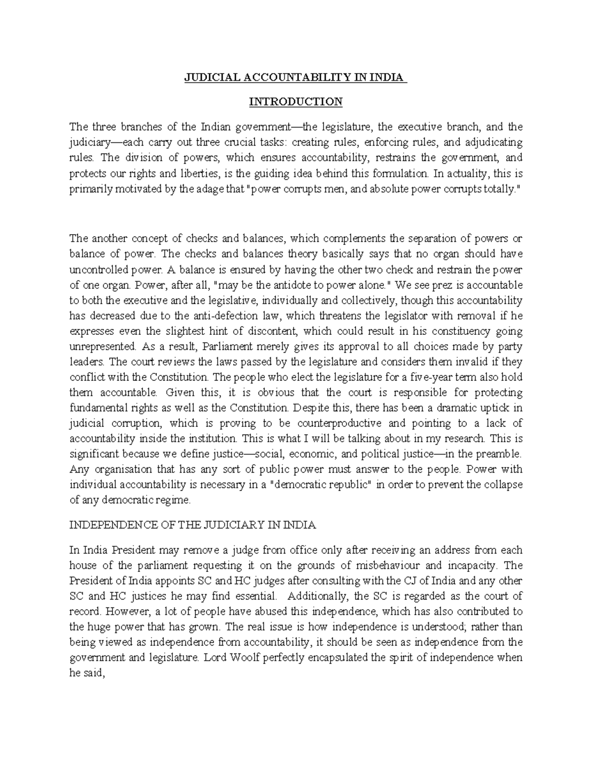 Judicial-accountability - JUDICIAL ACCOUNTABILITY IN INDIA INTRODUCTION ...