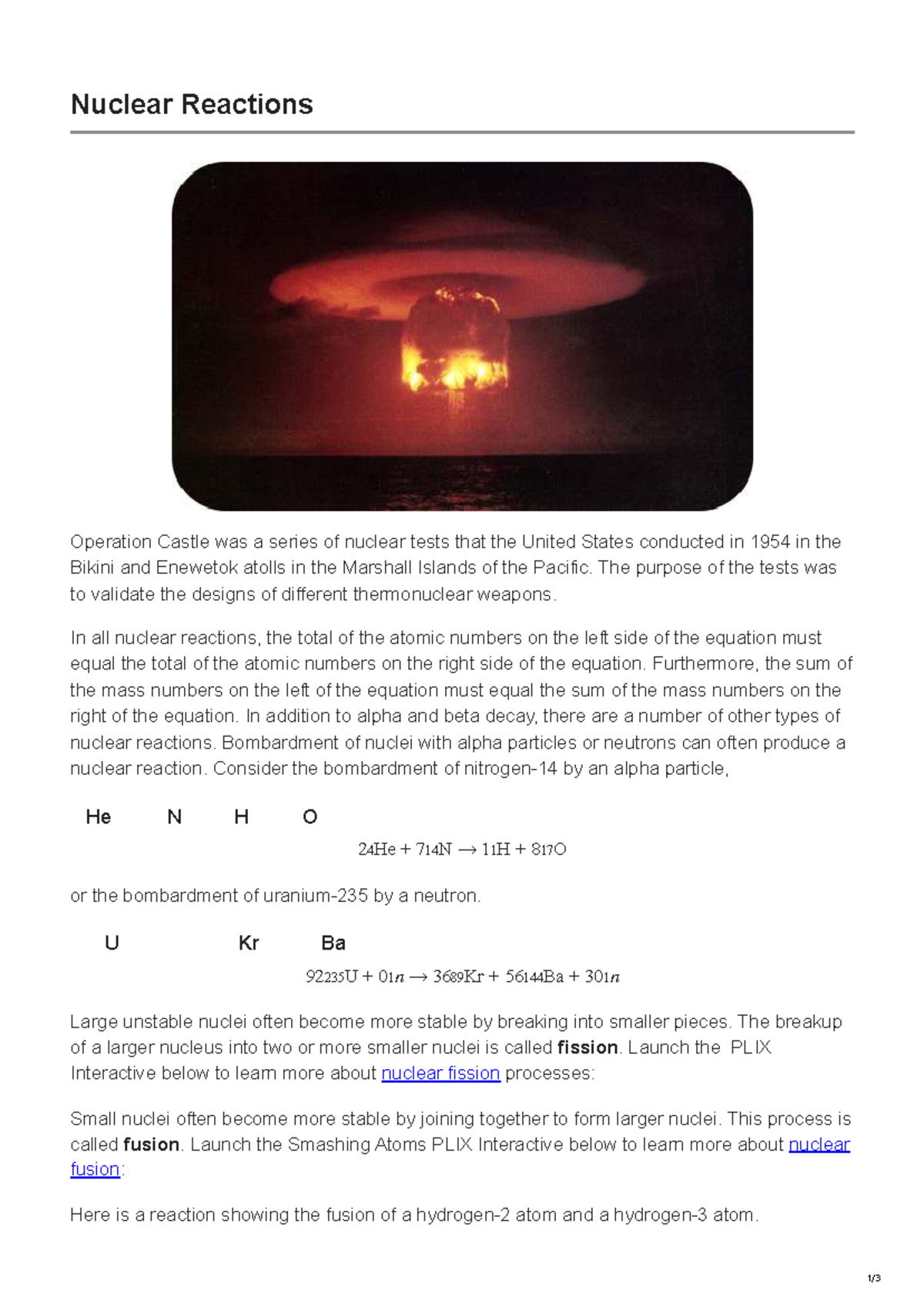 Nuclear Reactions: Understanding Fission and Fusion Processes - Studocu