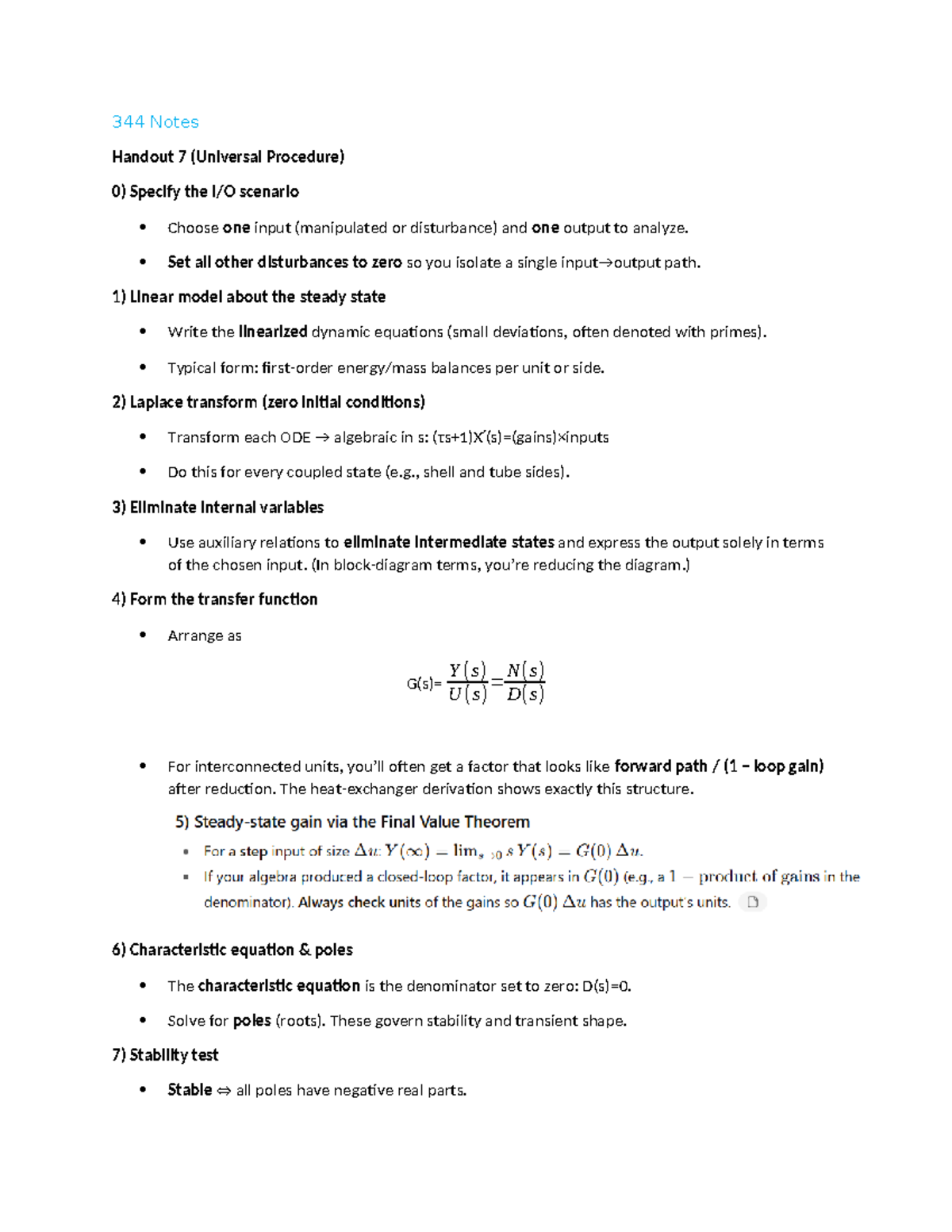 344 Notes Handout 7: Universal Procedure for Transfer Functions - Studocu