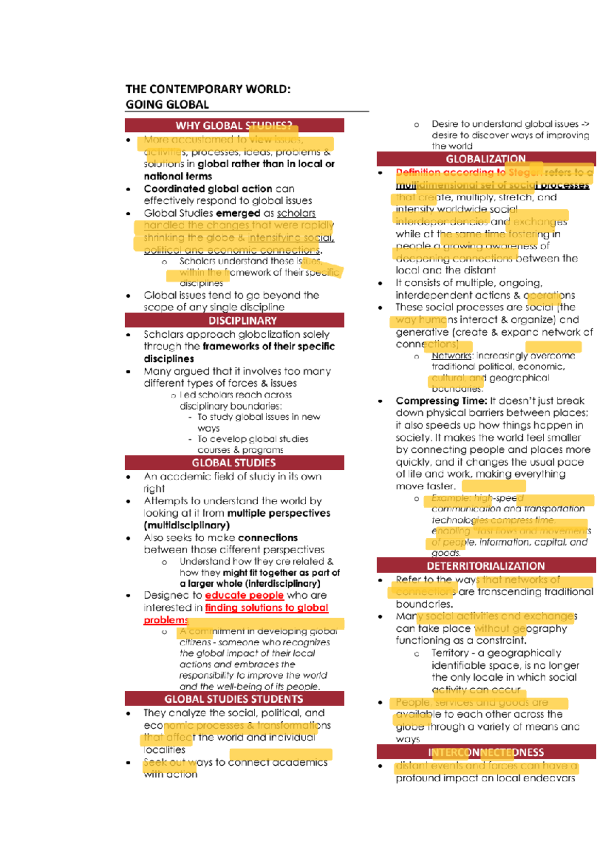 Why Global Studies - THE CONTEMPORARY WORLD: GOING GLOBAL WHY GLOBAL ...