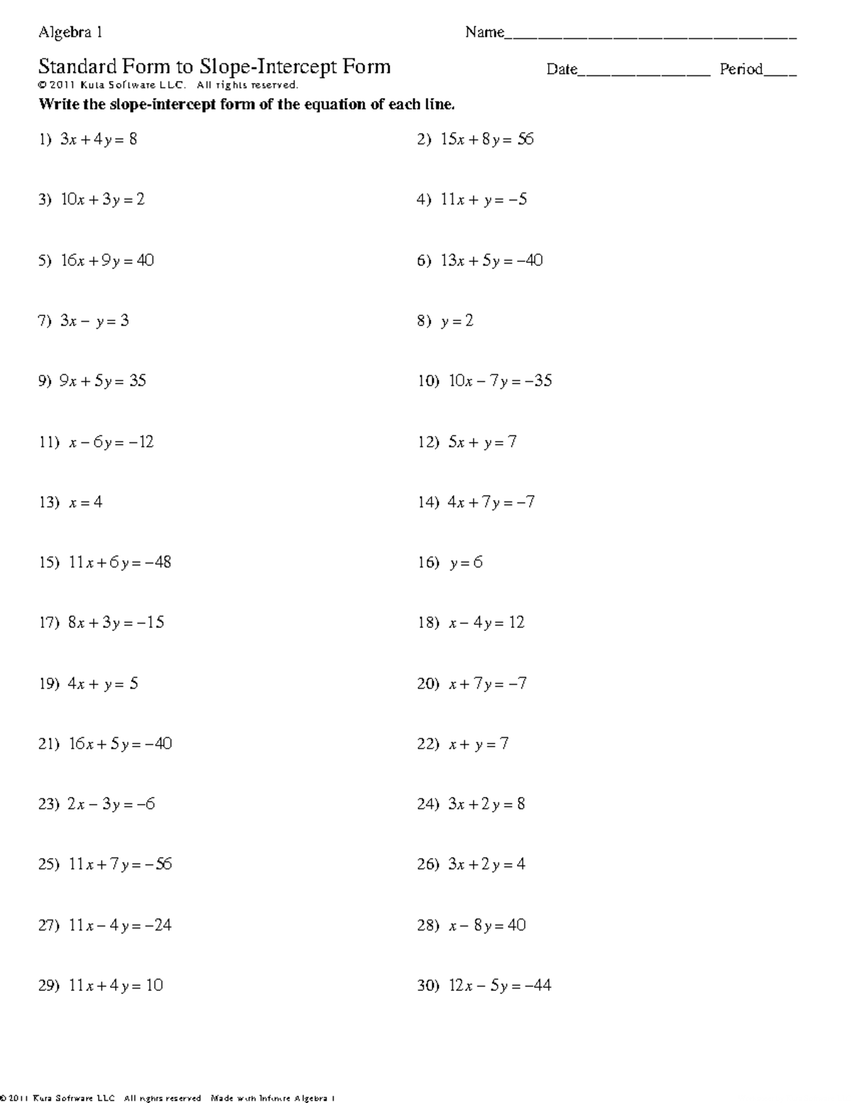 Concept 2- Writing Linear Equations 2 - ©j i 2 a0H1V1I uK 7 u4t Aa C XS ...