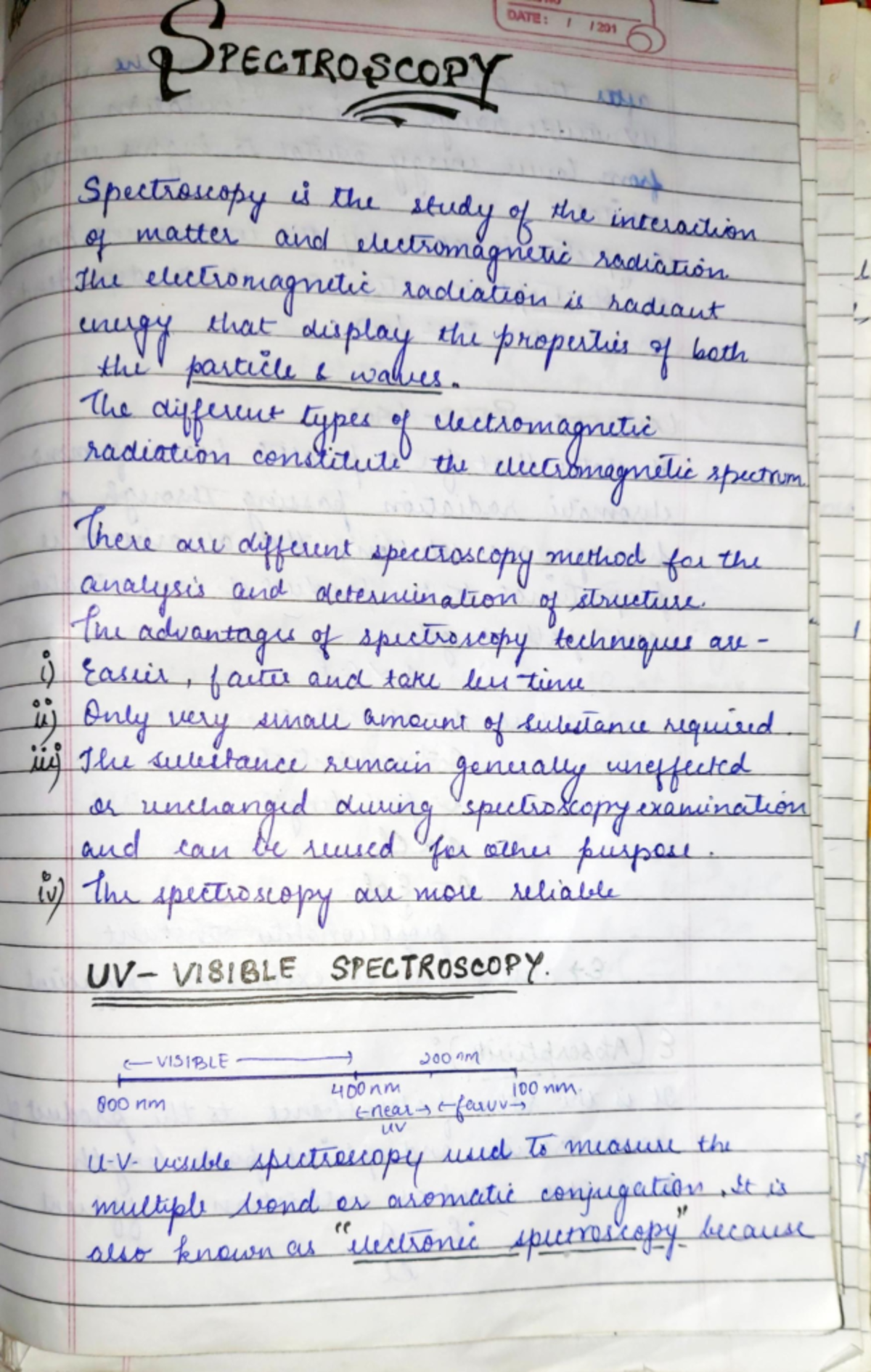 UV Spectroscopy-2: Summary Notes on UV Spectrum and Principles - Studocu