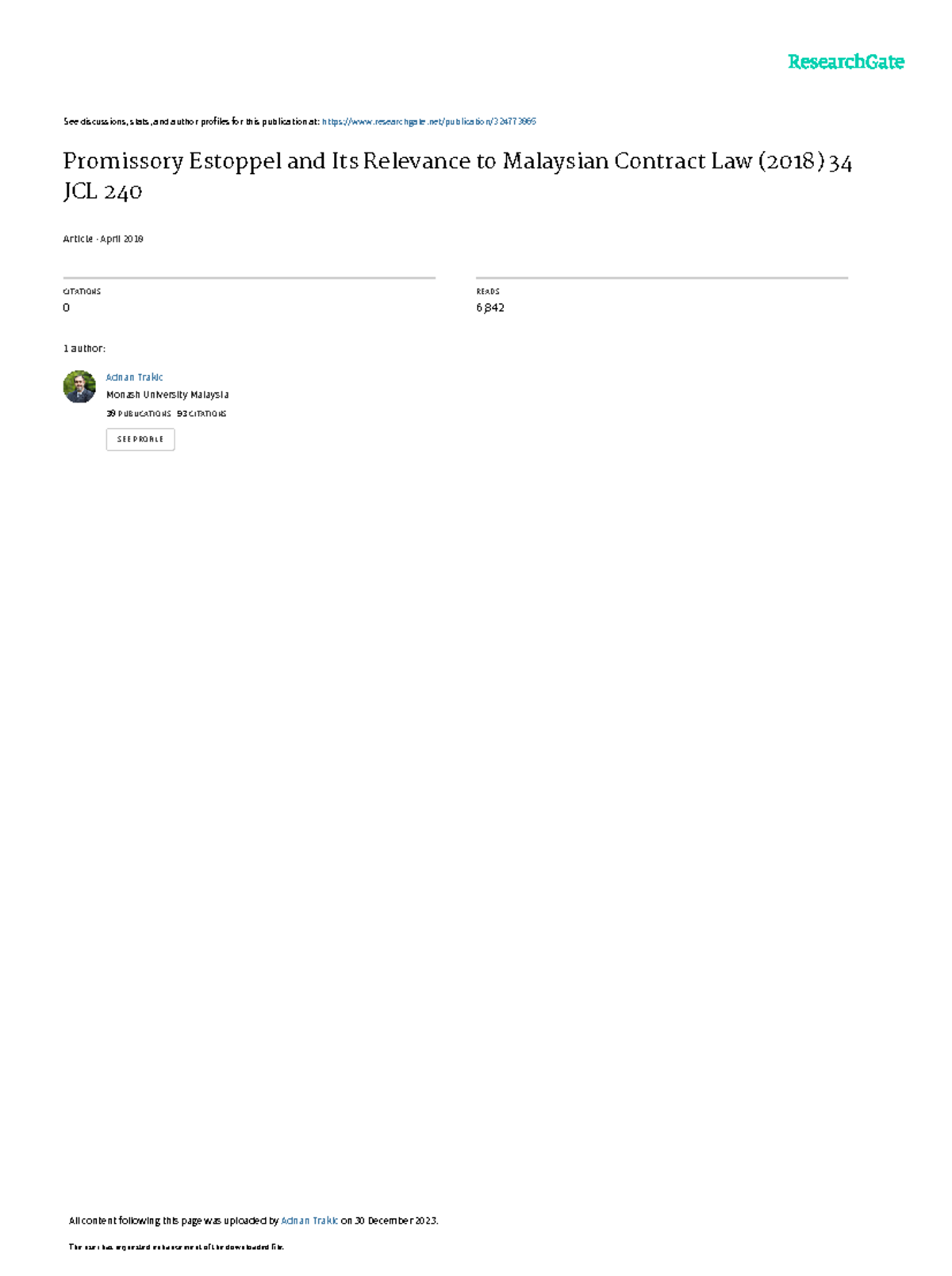 Promissory Estoppel and Its Impact on Malaysian Contract Law (2018) 34 ...