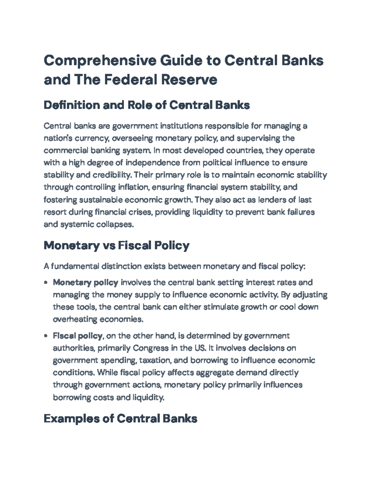 Comprehensive Overview of the Federal Reserve and Economic Policy Tools ...