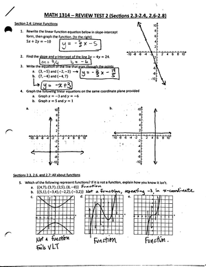 Exam 3 Review for College Algebra (MATH 1314) - Studocu