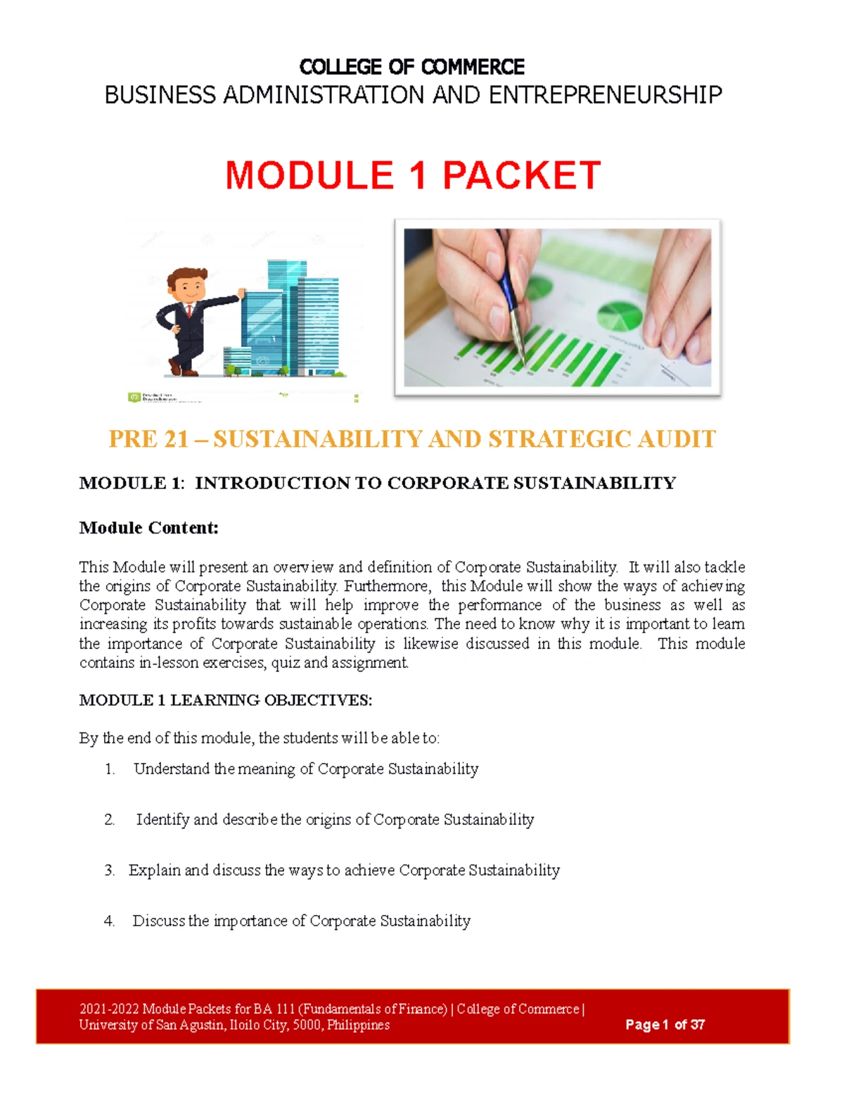 Sustainability and Strategic Audit - Module 1 - BUSINESS ADMINISTRATION ...