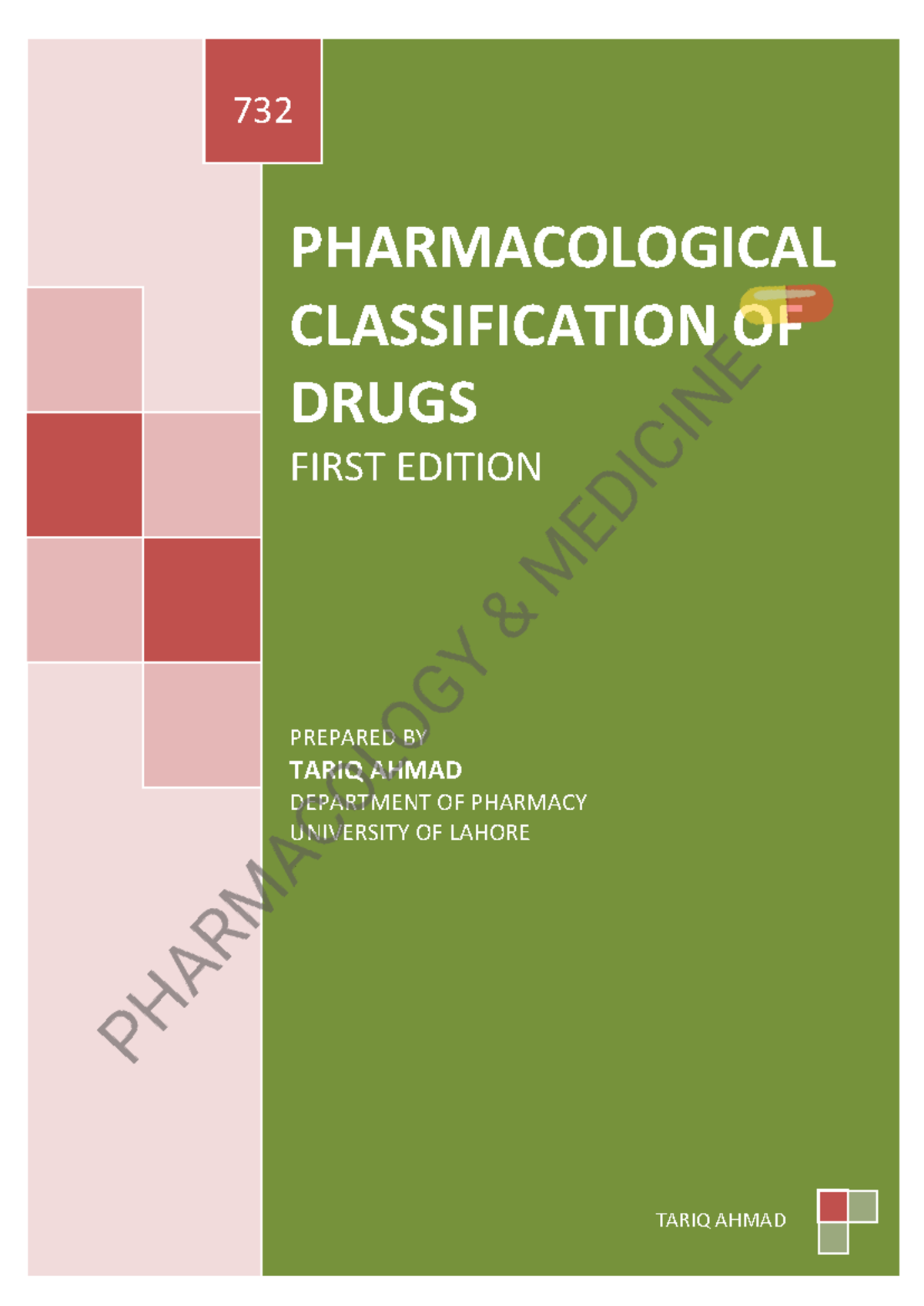 732 Pharmacological Classification of Drugs: First Edition Notes - Studocu