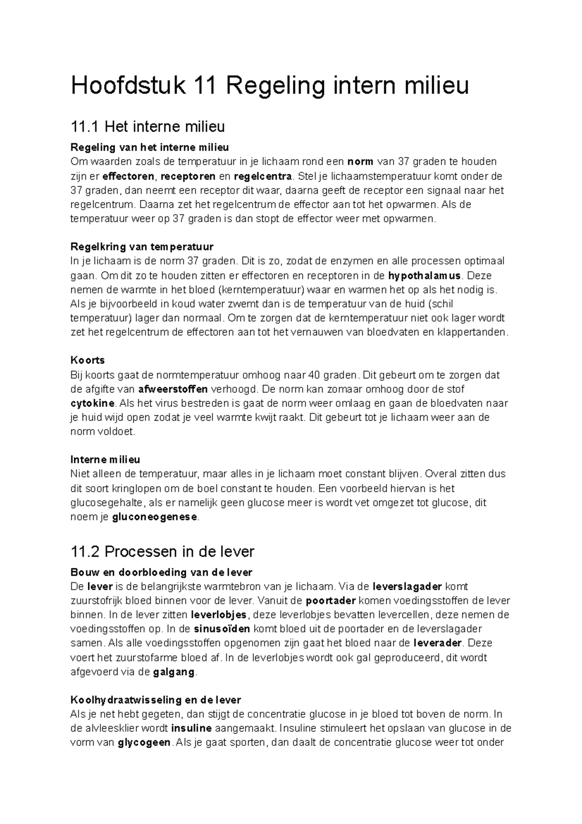 Hoofdstuk 11: Regeling van het Interne Milieu in Biologie (Bio 101 ...