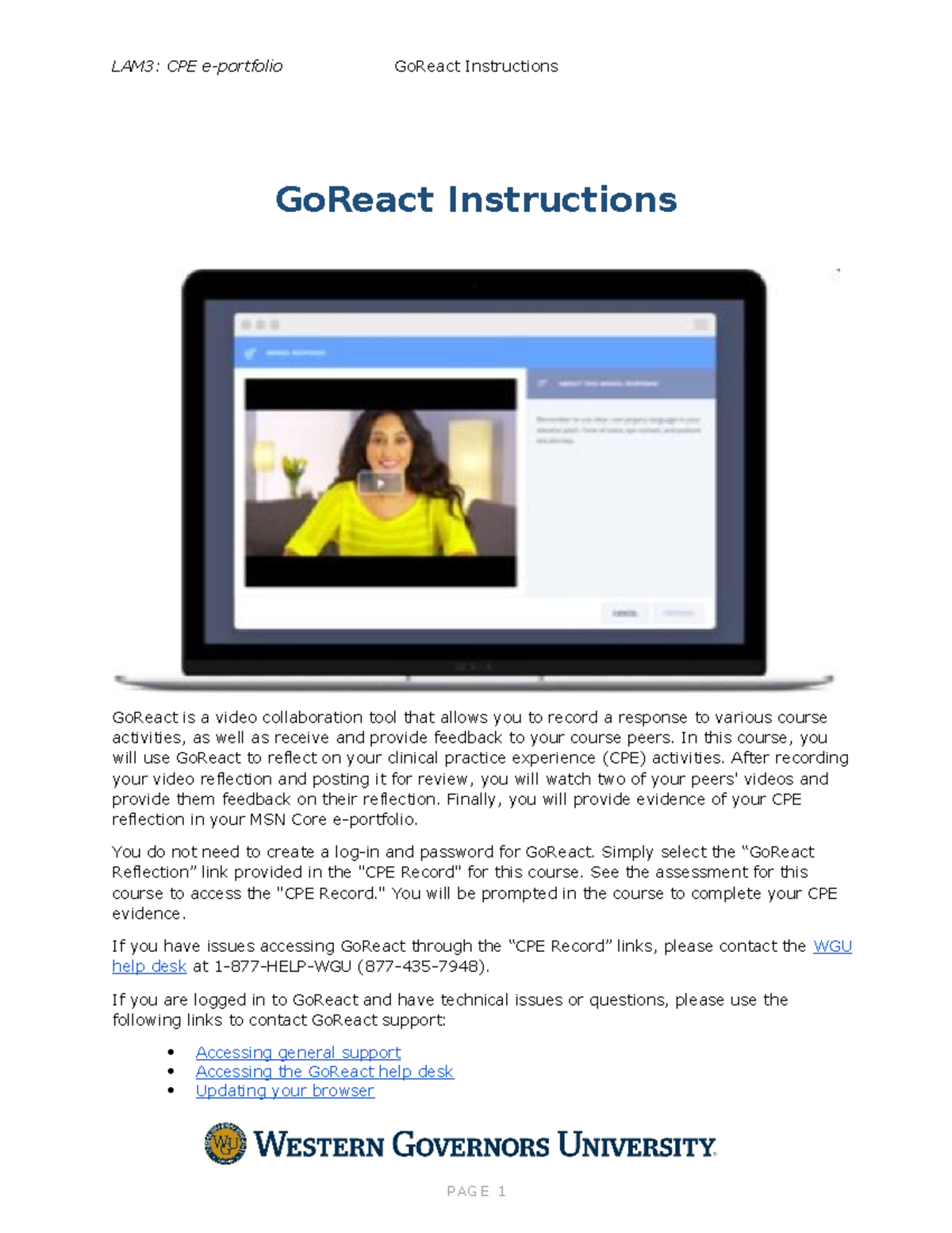 LAM3: CPE Final Exam GoReact Instructions for Video Reflection - Studocu