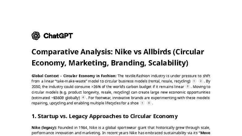 Comparative Analysis: Nike vs Allbirds (Circular Economy & Branding ...