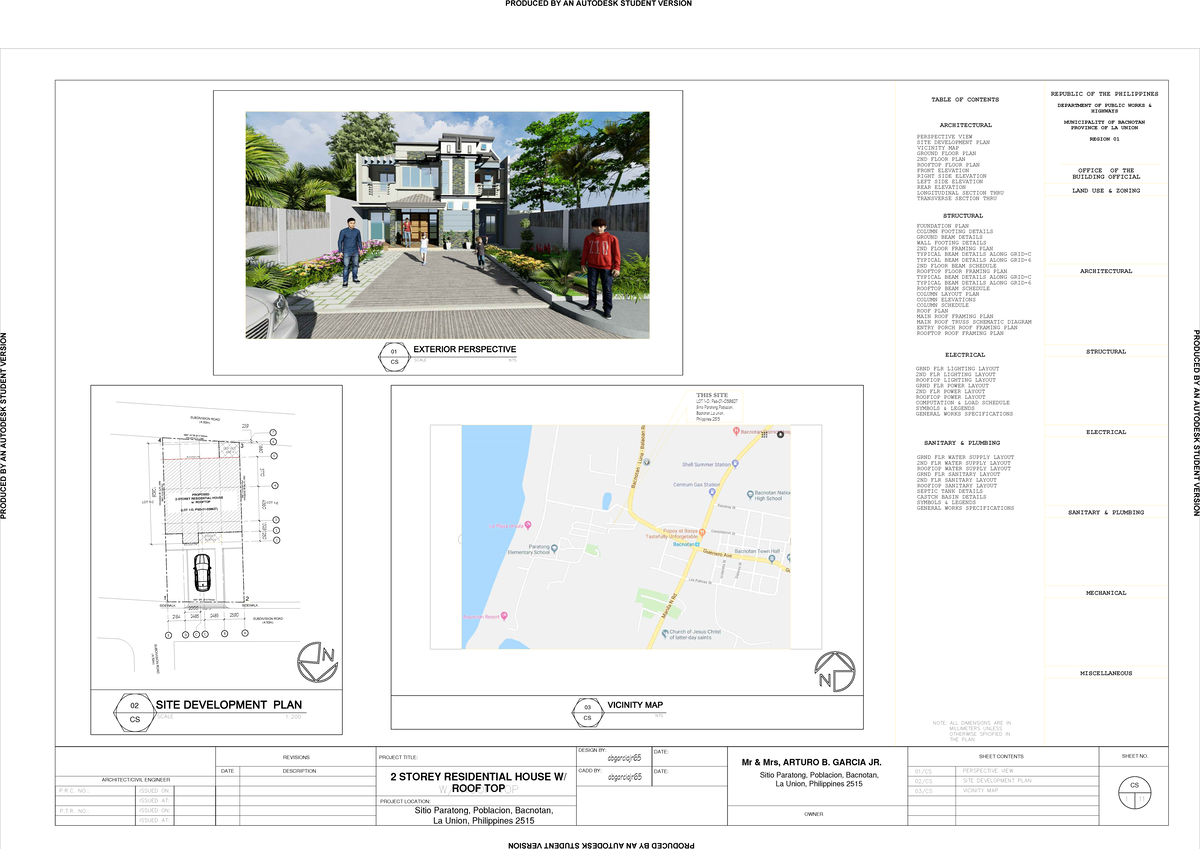 CS-ARCH 2-Storey Residential House Plan with Rooftop Design - Studocu