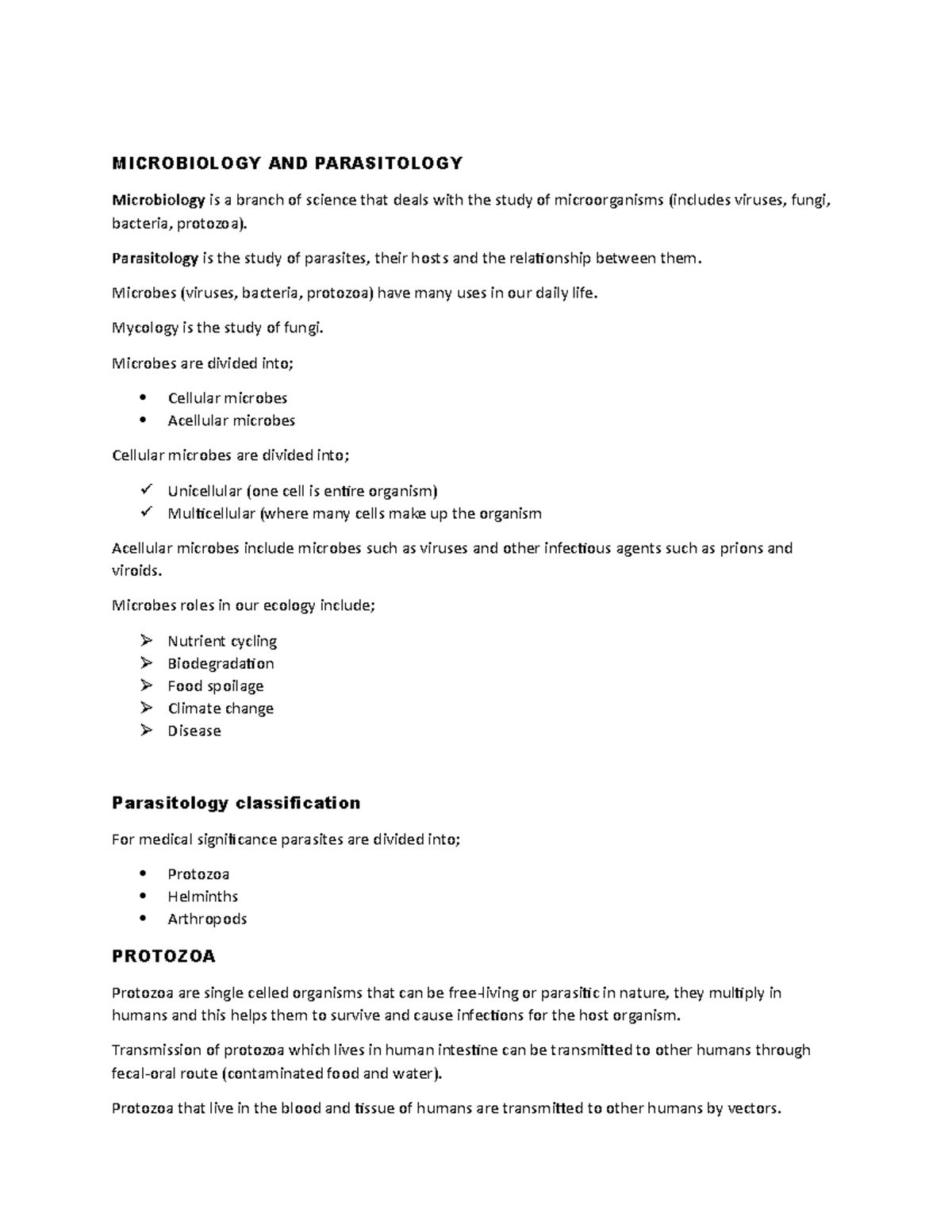 Microbiology and Parasitology Study Notes - Comprehensive Overview ...
