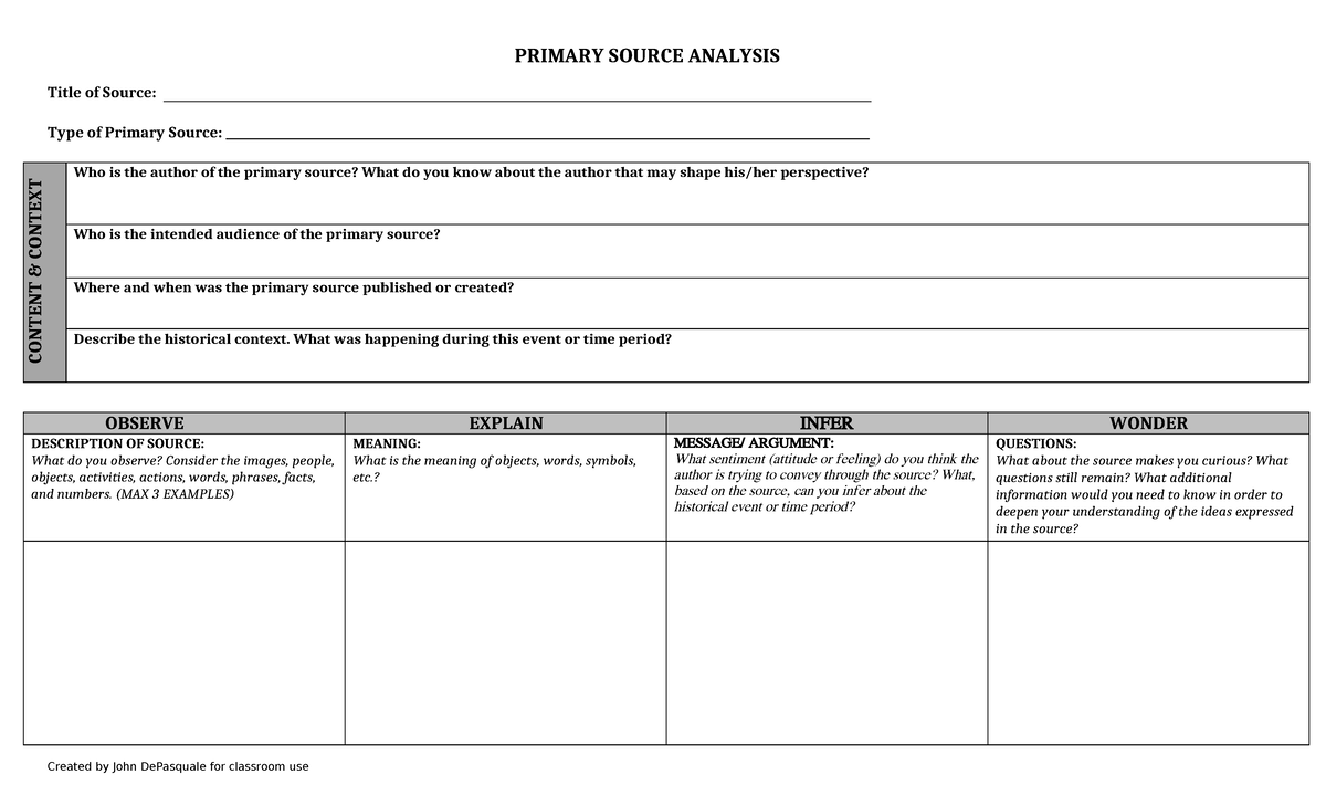 JD Primary Source Analysis: Content & Context Exploration - Studocu