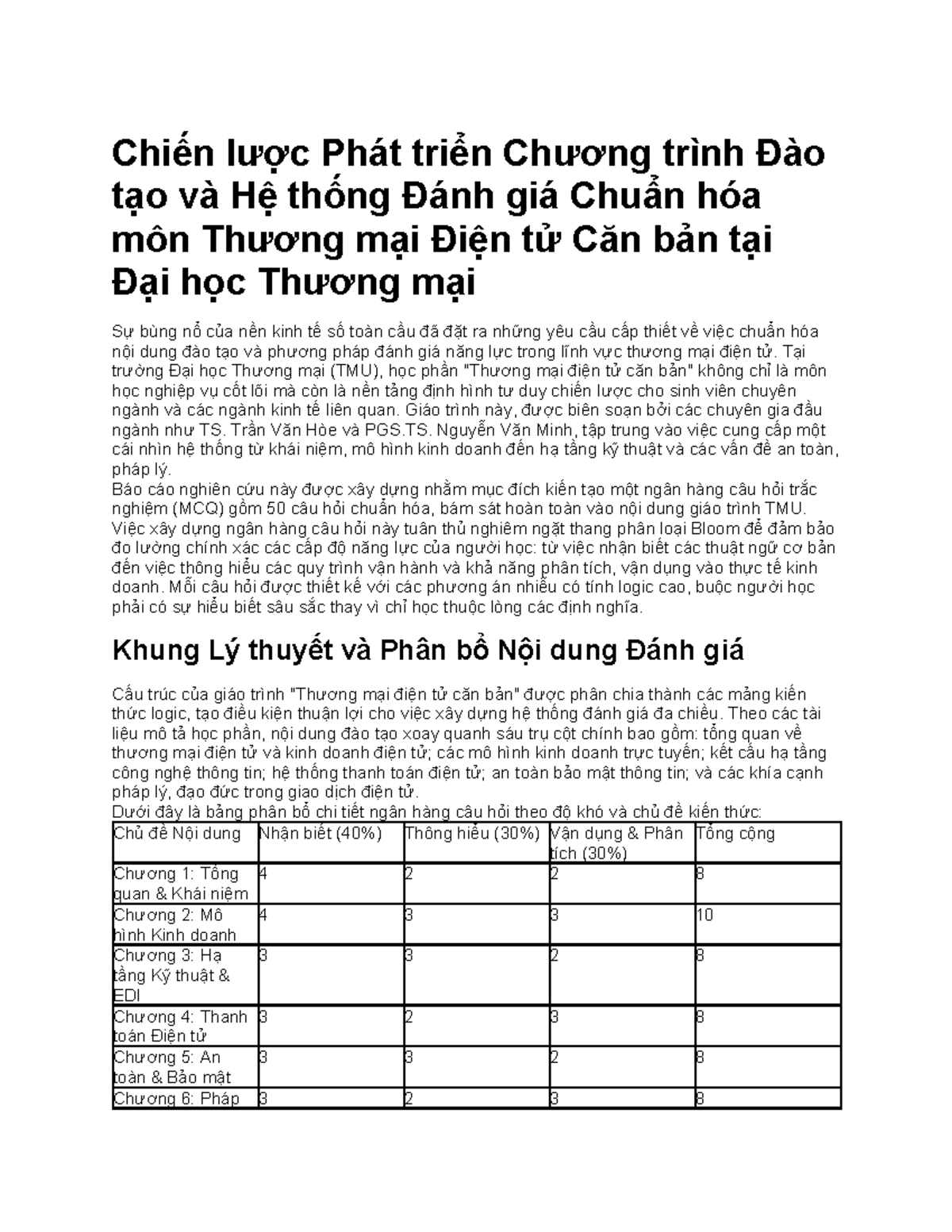 Ngân hàng Câu hỏi Trắc nghiệm TMĐT Căn bản tại TMU - Studocu