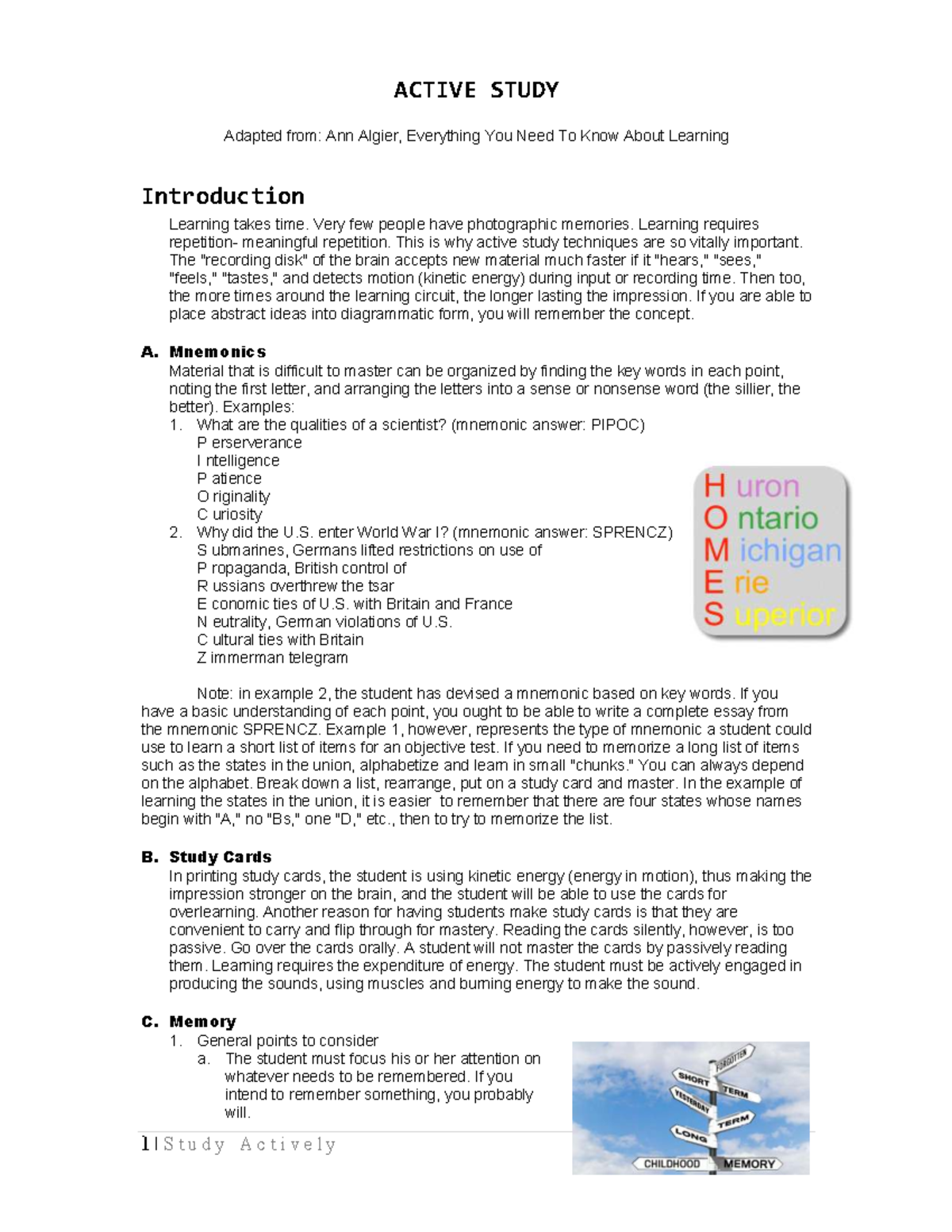 Active Study Techniques - Notes on Learning Strategies - Studocu