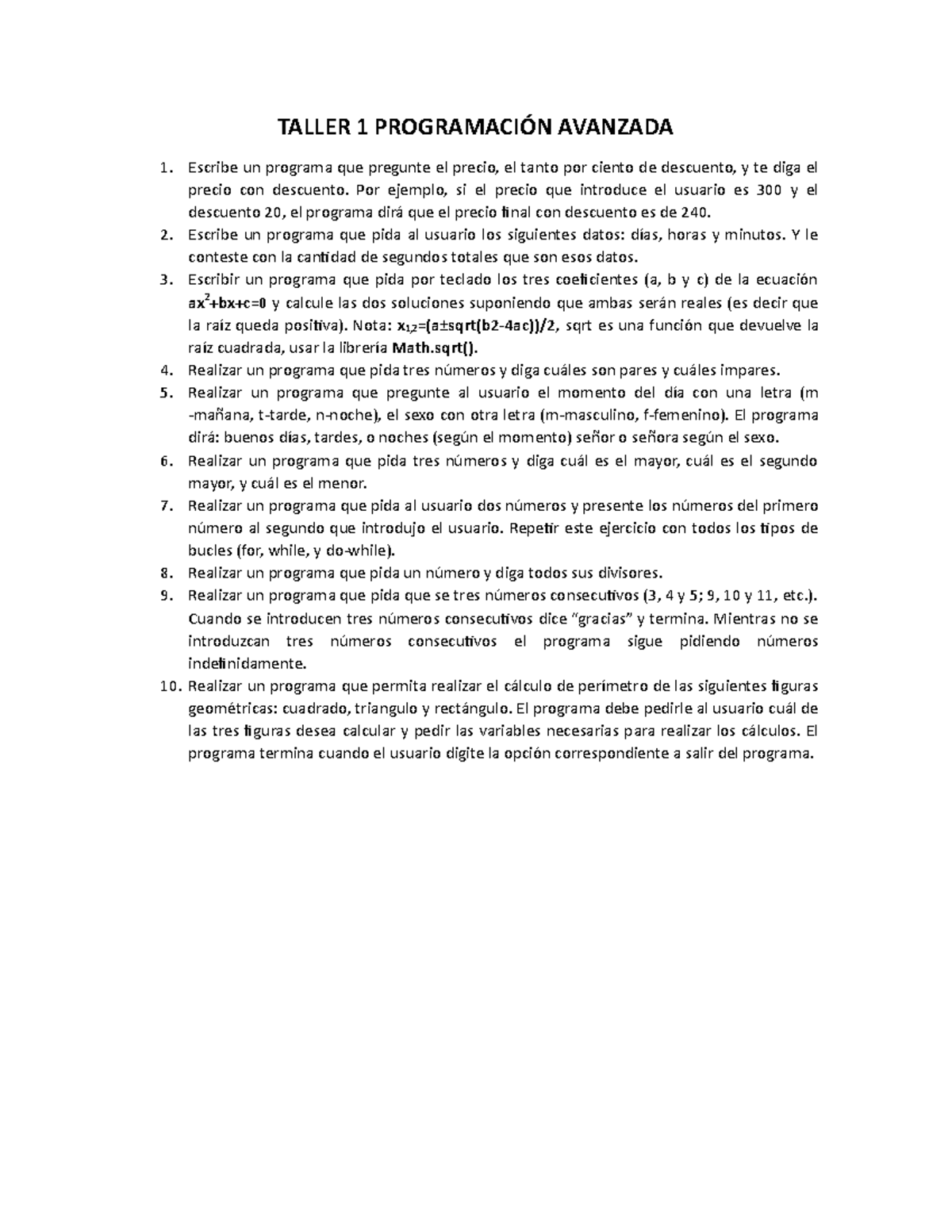 Taller 1: Ejercicios de Programación Avanzada en Python - Studocu
