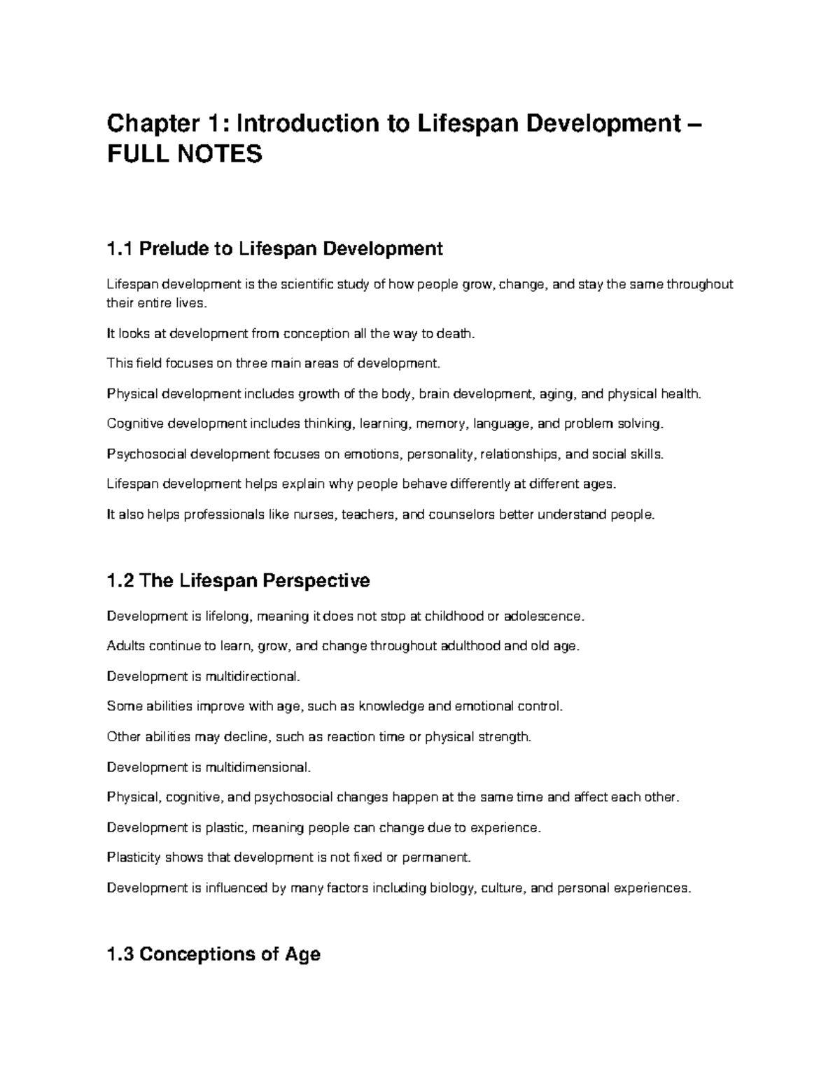 Chapter 1: Lifespan Development Overview and Key Concepts - Studocu