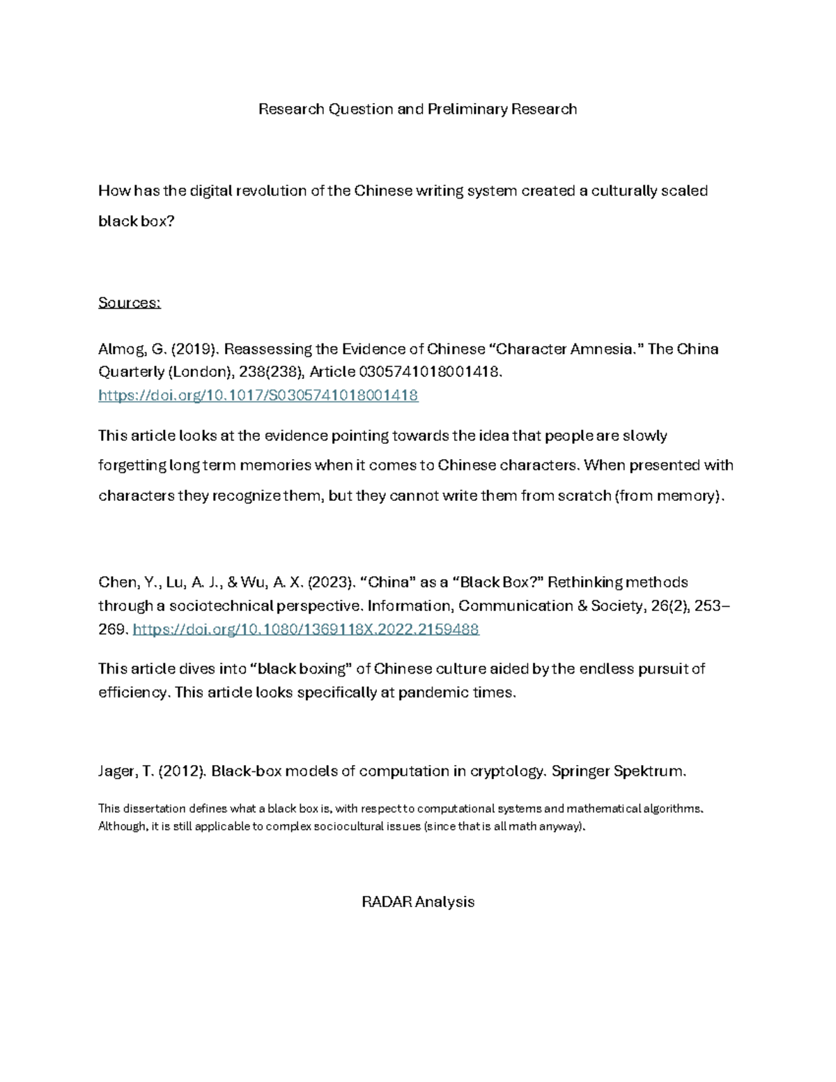 Research Question & Preliminary Research: Digital Revolution in Chinese ...
