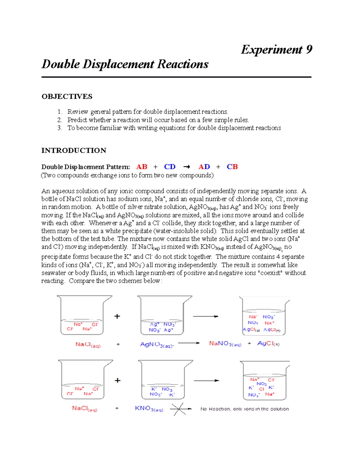 CHM130LL Experiment 9: Exploring Double Displacement Reactions - Studocu