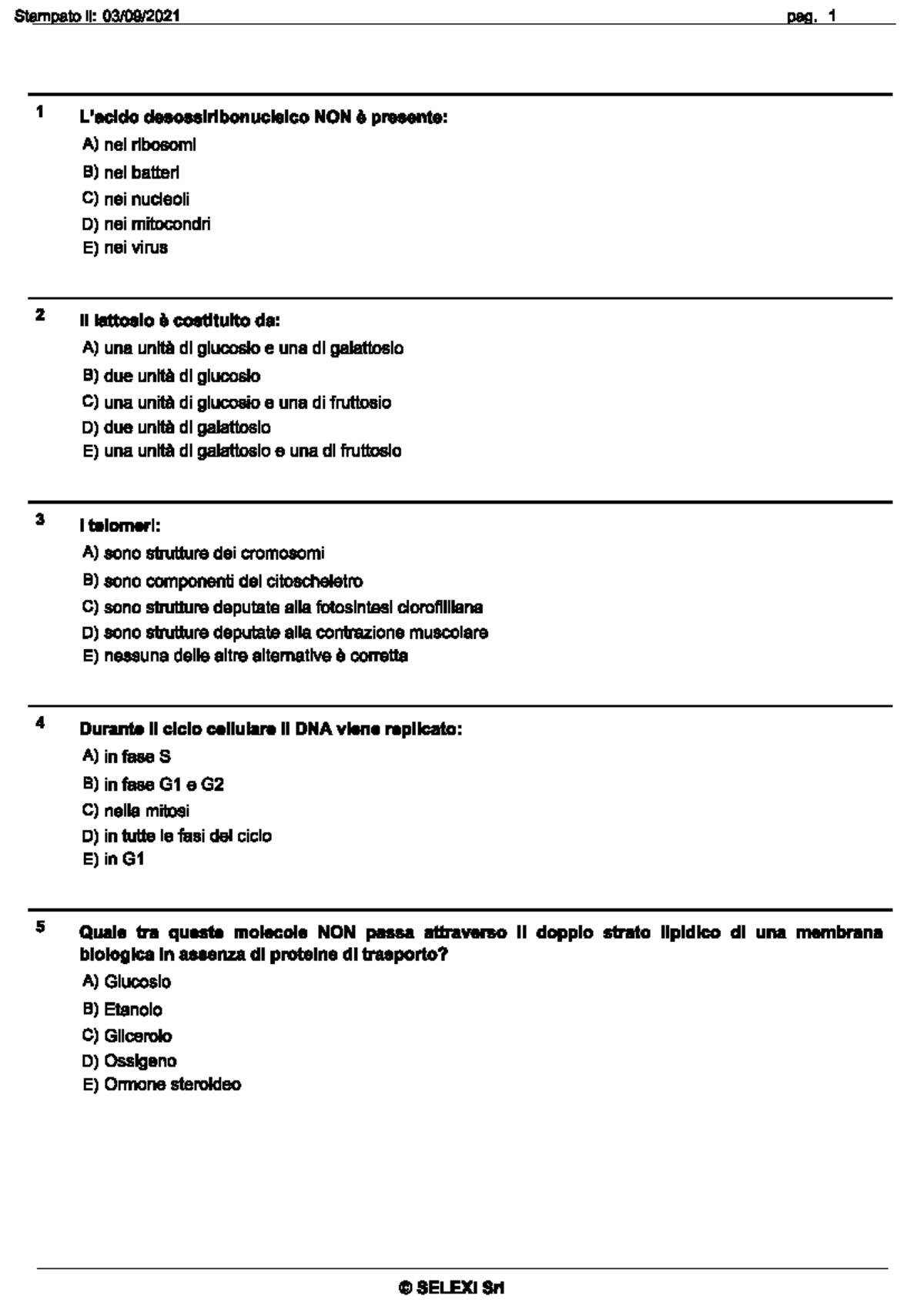 Test 2021-2022: Domande e Risposte per Prof. Sanitarie - Studocu