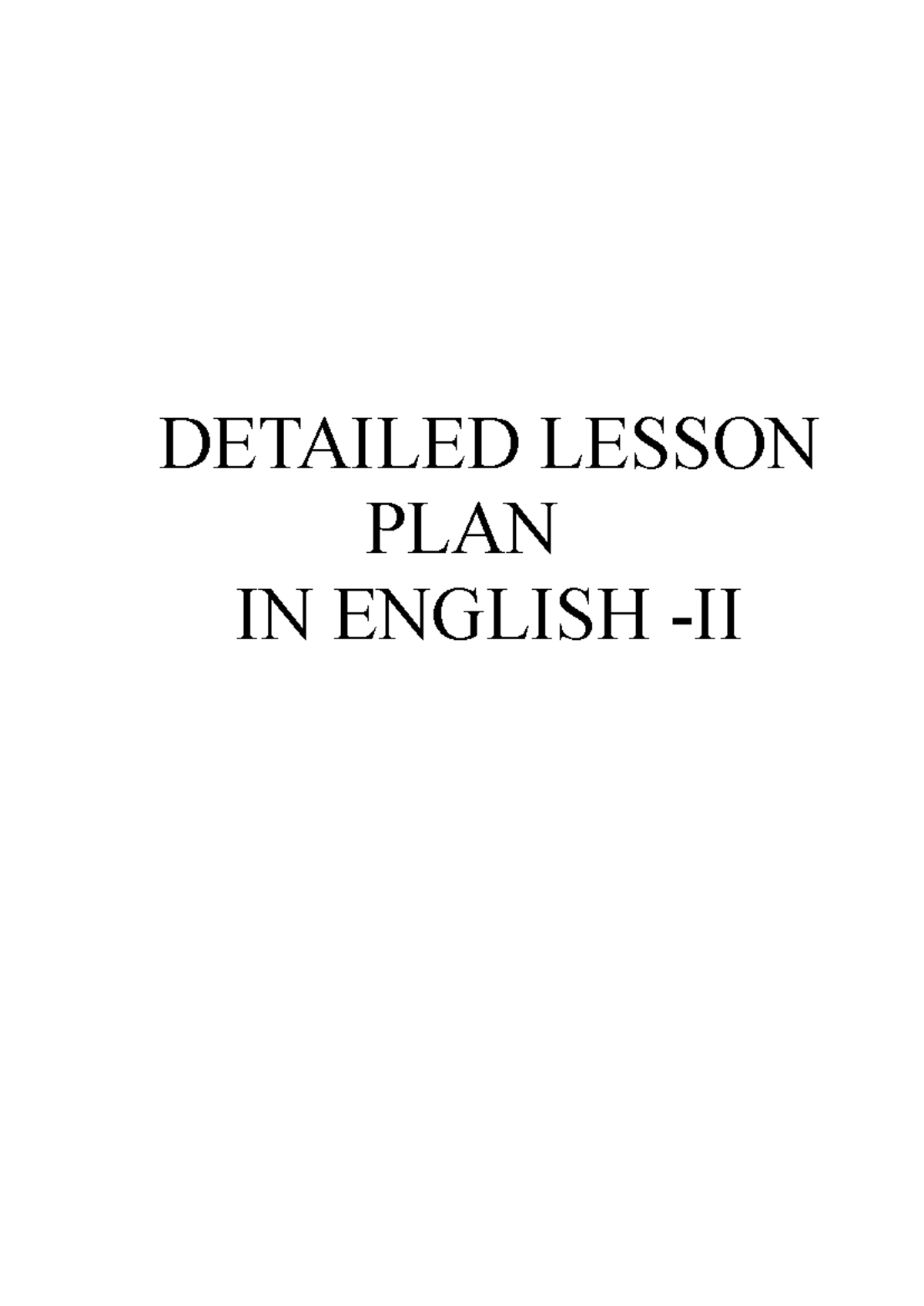 Detailed English II Lesson Plan on Nouns (Common & Proper) - Studocu