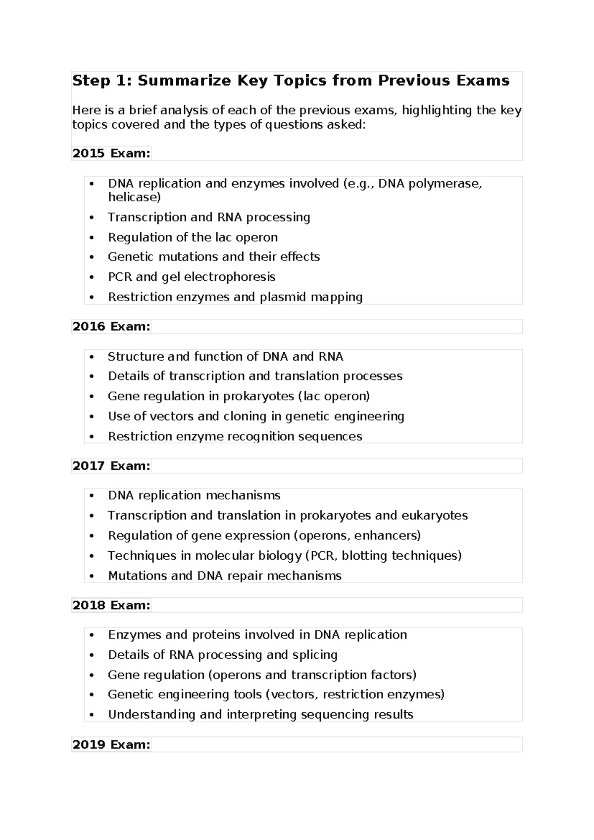 GTS 251 chatgpt recurring questions - Step 1: Summarize Key Topics from ...