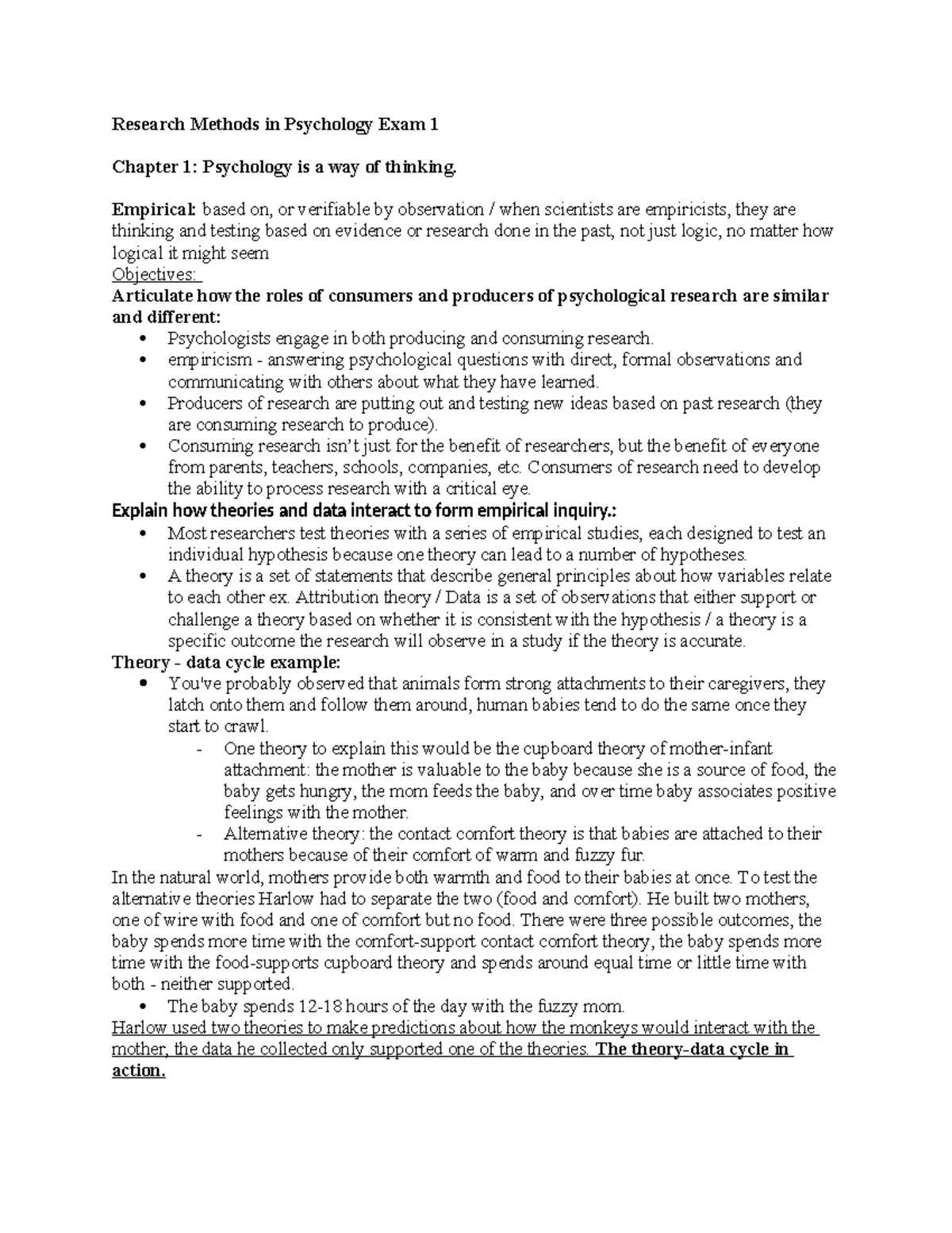 Psychology Research Methods Exam 1: Key Concepts and Theories - Studocu