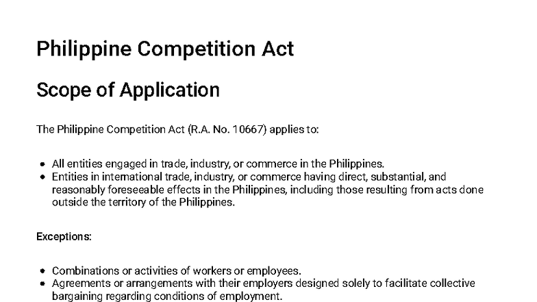 Overview of the Philippine Competition Act (R.A. No. 10667) - Study ...