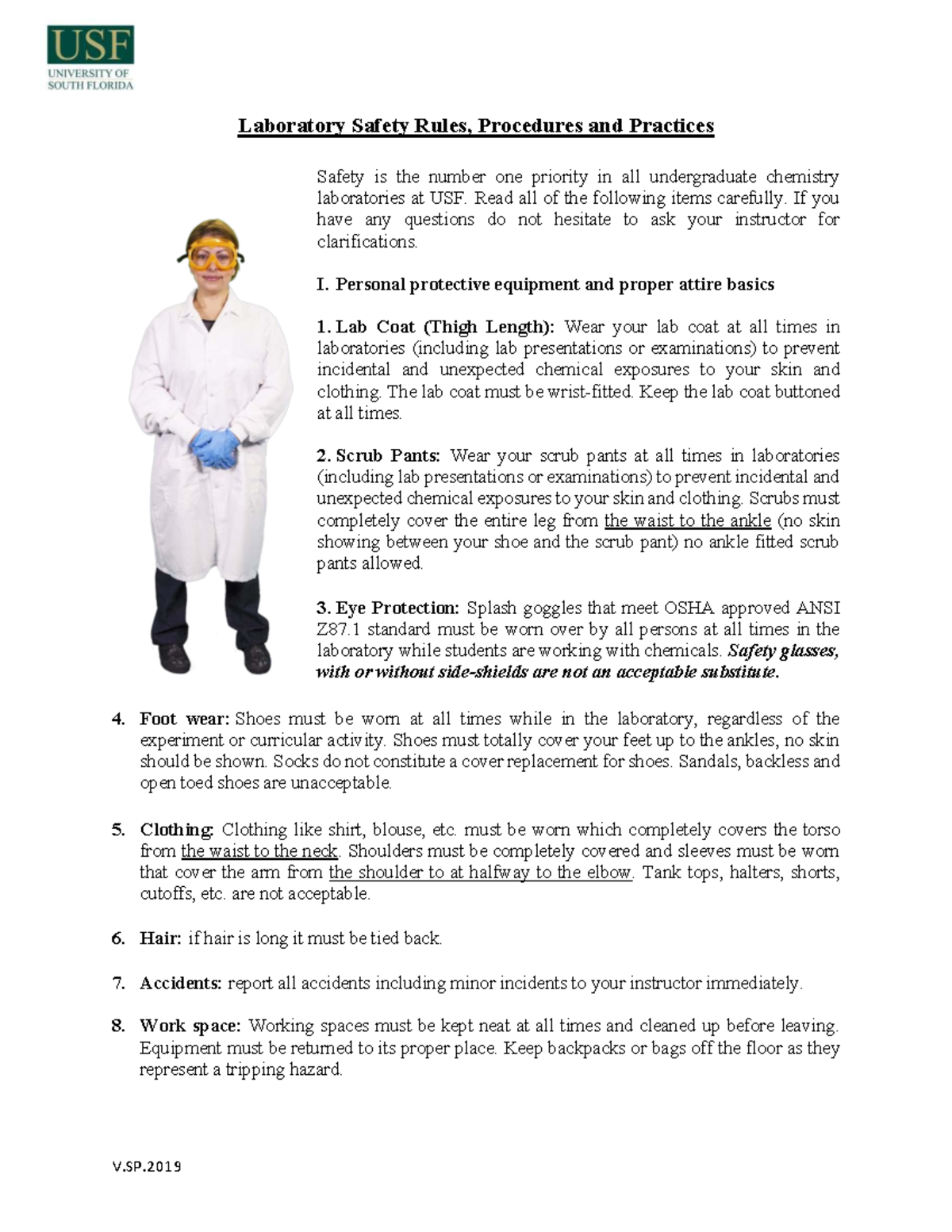 Laboratory Safety Orientation & Agreement for CHEM V.SP.2019 - Studocu