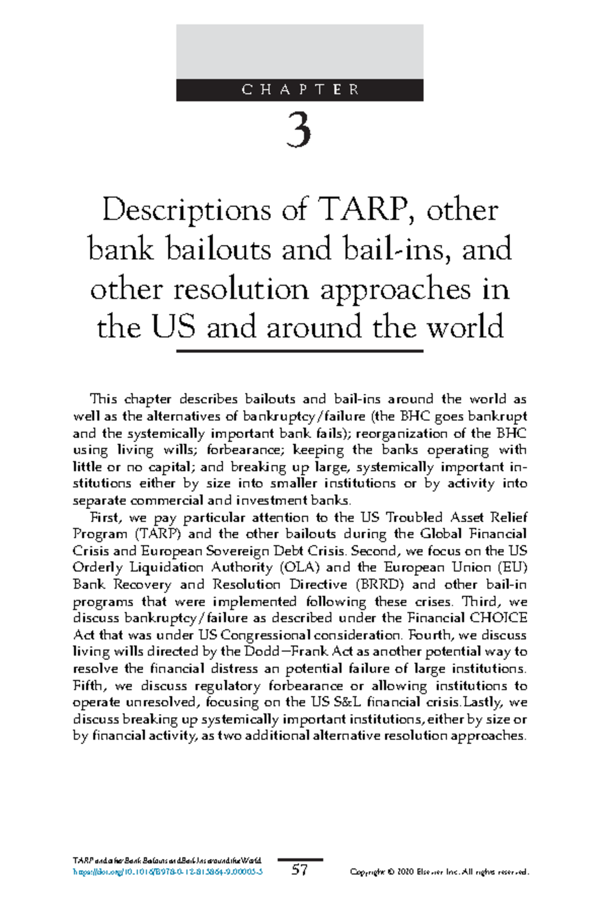 10 - Research - C H A P T E R 3 bank bailouts and bail-ins, and Descriptions of TARP, other ...
