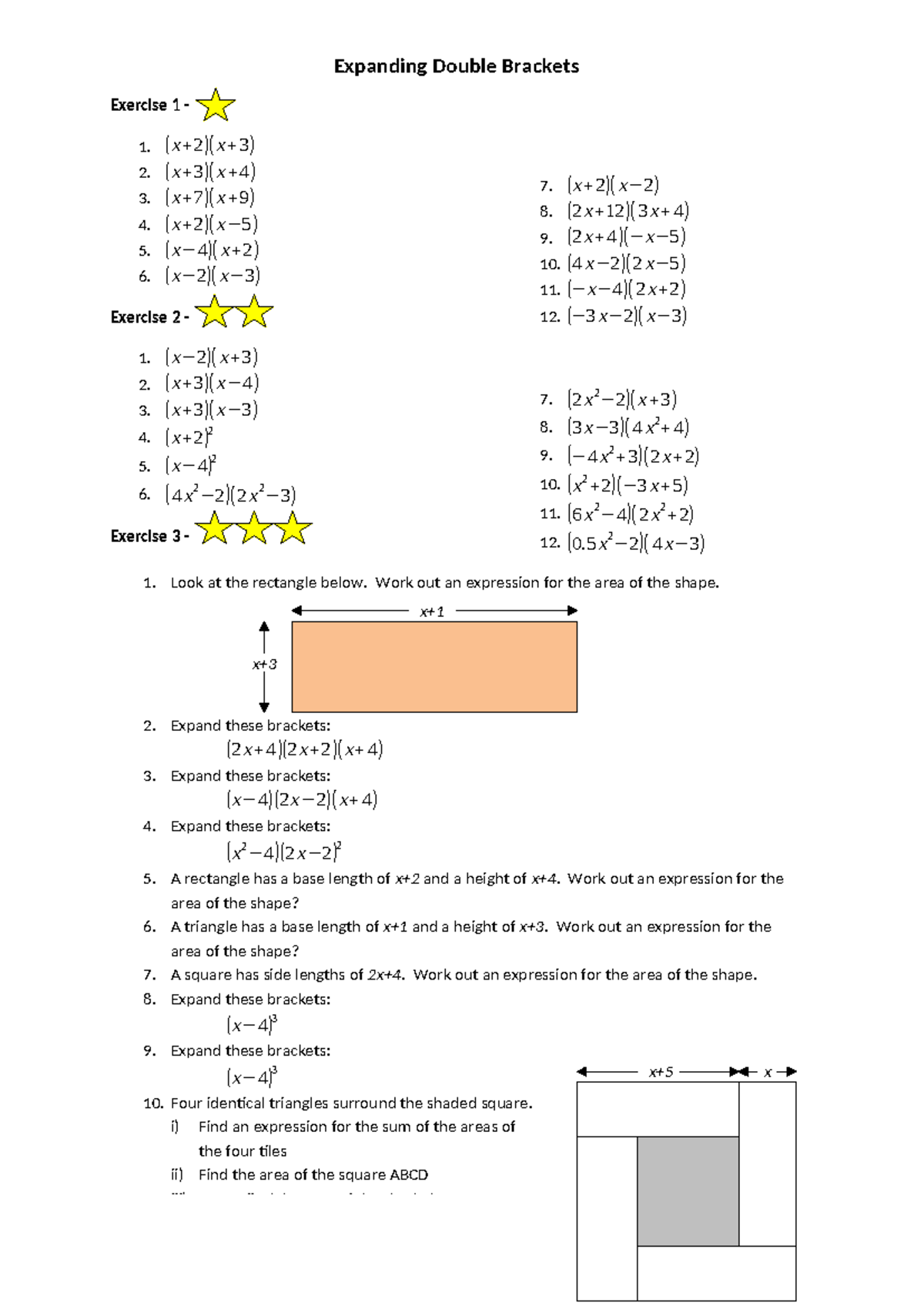Expanding Double Brackets Worksheet (Math 101) - Studocu