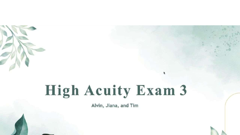 High Acuity Exam 3: Neurological & Gastrointestinal Insights - Studocu