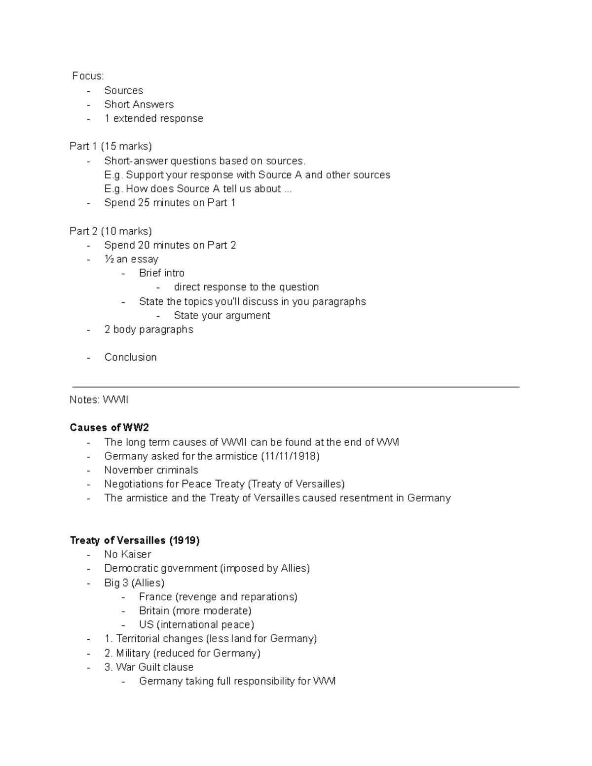 WWII HSIE notes - Focus: - Sources - Short Answers - 1 extended ...