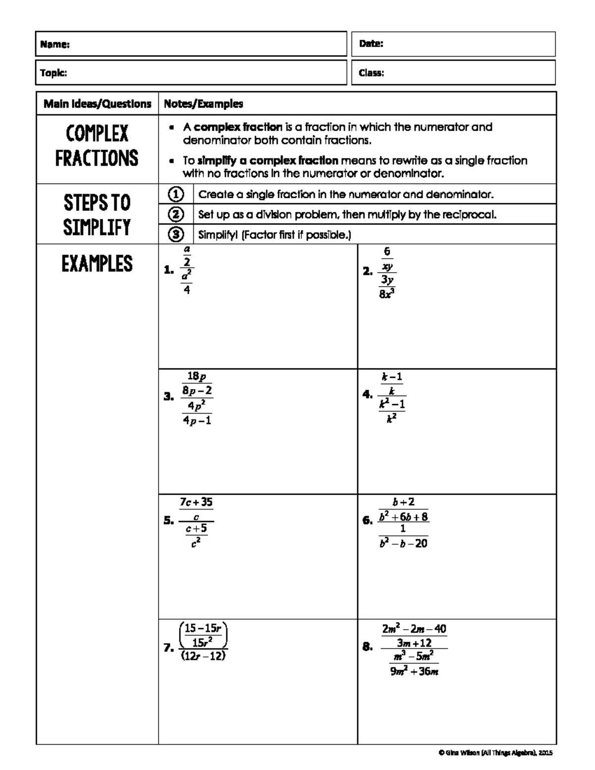 Complex Fractions Simplification Guide - Math 101 - Studocu