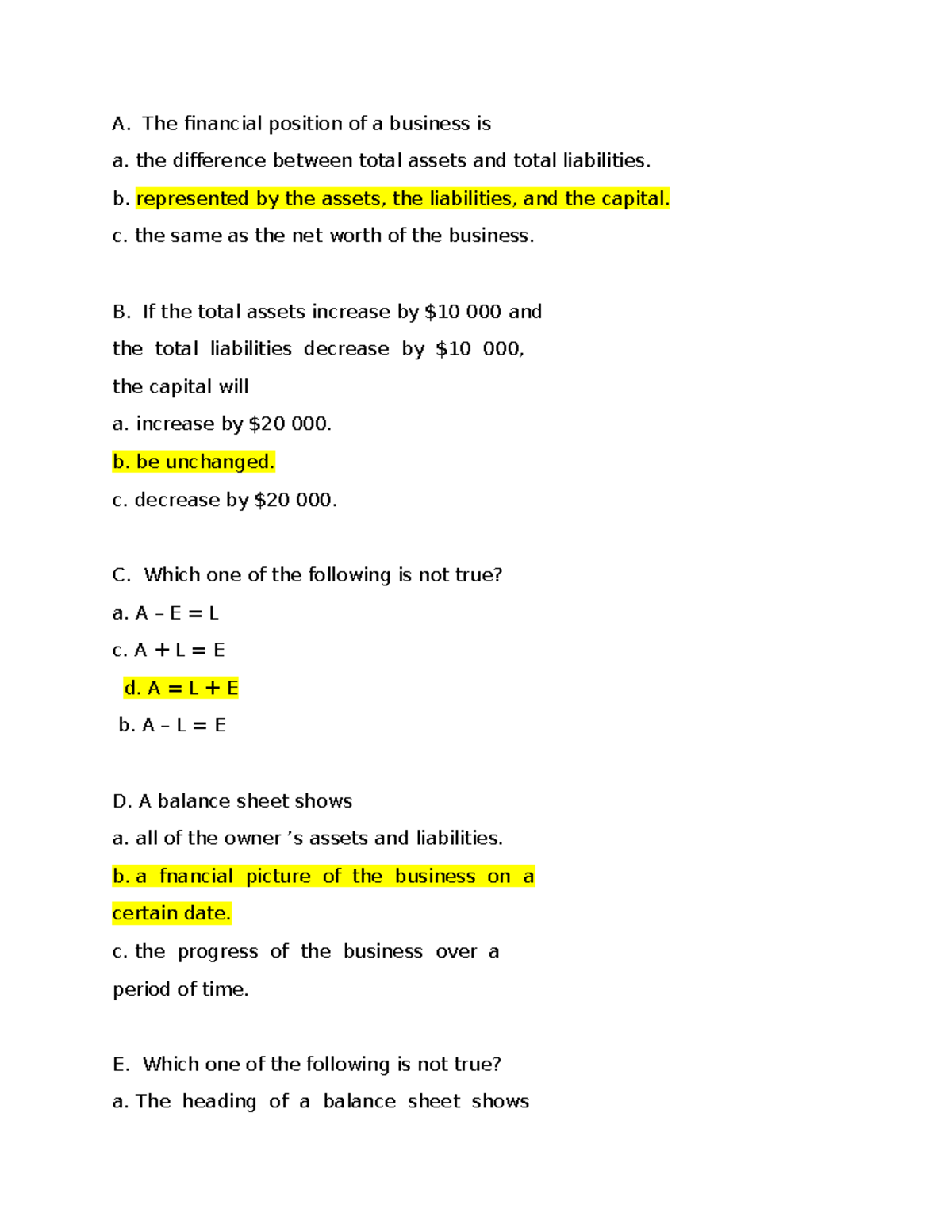 Chp 2 Review Part 1 - Financial Position & Balance Sheet Errors - Studocu