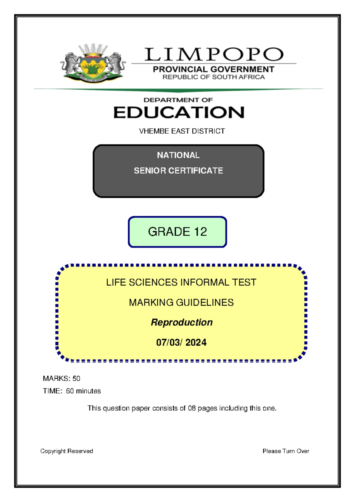 LIFE SCIENCES GRADE 12 PREPARATORY EXAM MARKING GUIDELINES JUNE 2025 ...