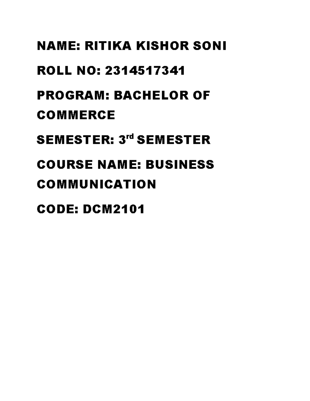 Business Communication Assignment DCM - Key Concepts and Skills - Studocu