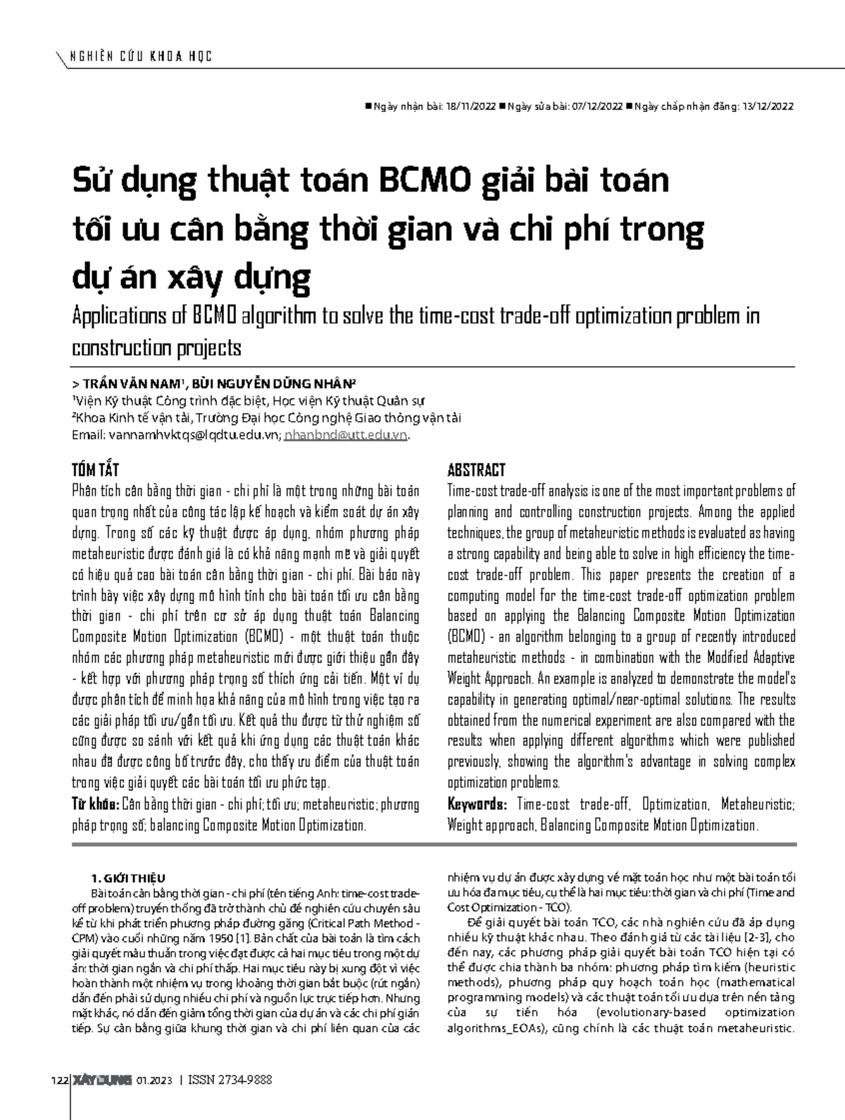 Nghiên cứu Khoa Học: Ứng Dụng Thuật Toán BCMO Trong Tối Ưu Chi Phí ...