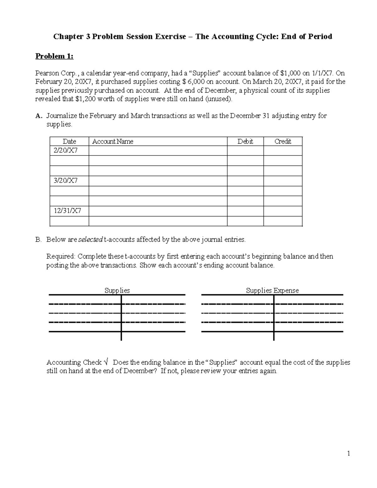 Chapter 3 Exercise: The Accounting Cycle Problems (ACC 101) - Studocu