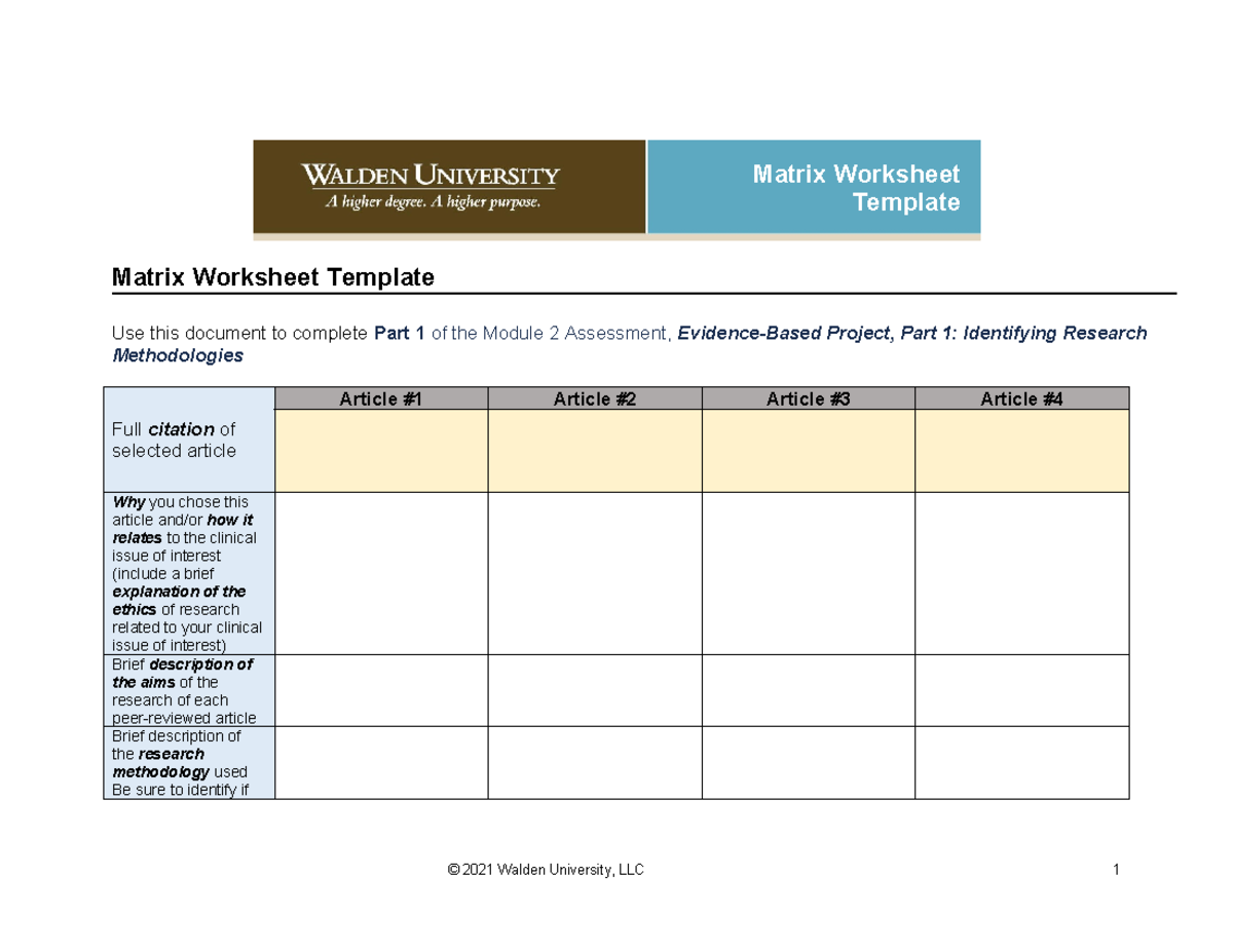 USW1 NURS 6052 Matrix Worksheet Template - Matrix Worksheet Template ...