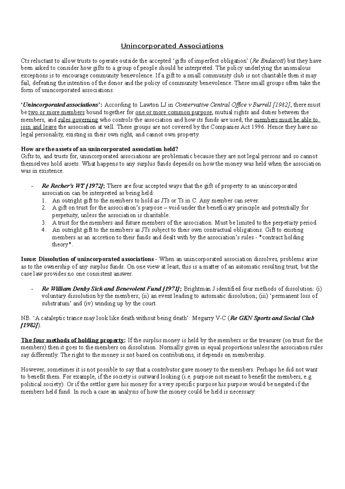 Unincorporated Associations: Legal Framework & Case Studies (5. LECT ...