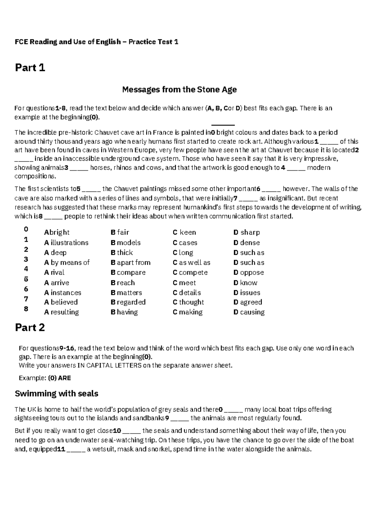 B2 First Cambridge Exam FCE Practice Test 1 - Studocu
