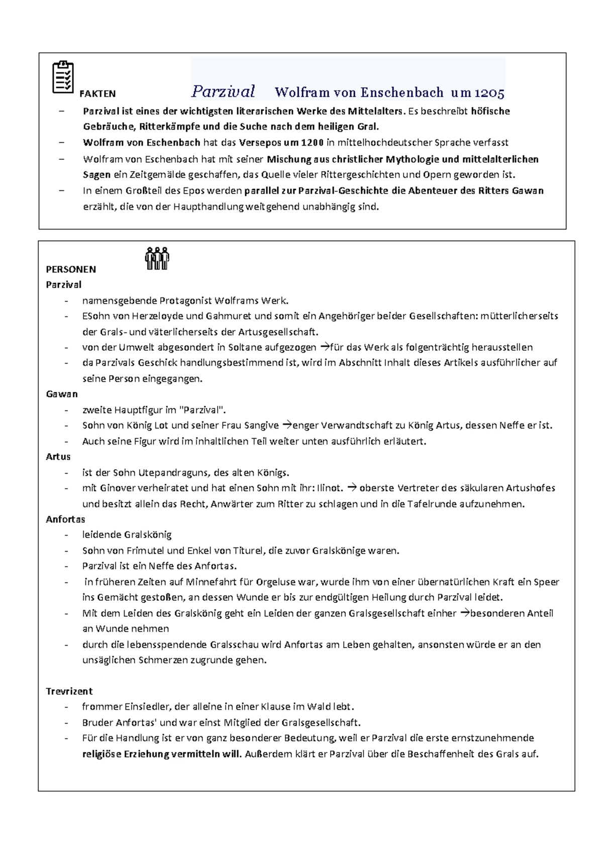 Parzival Zusammenfassung - Parzival - Wolfram von Eschenbach ...