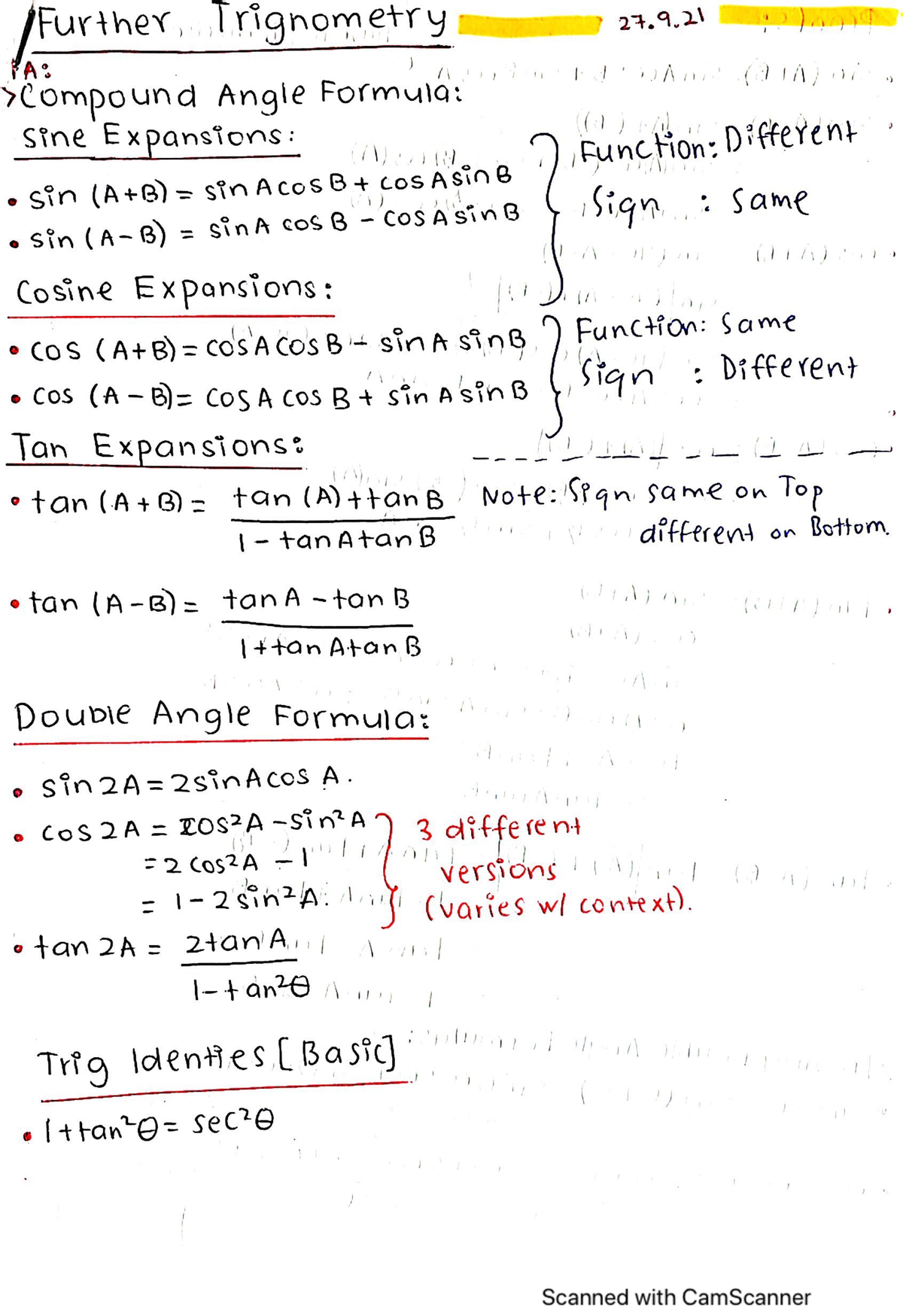 3U Trig Notes y12 - Studocu