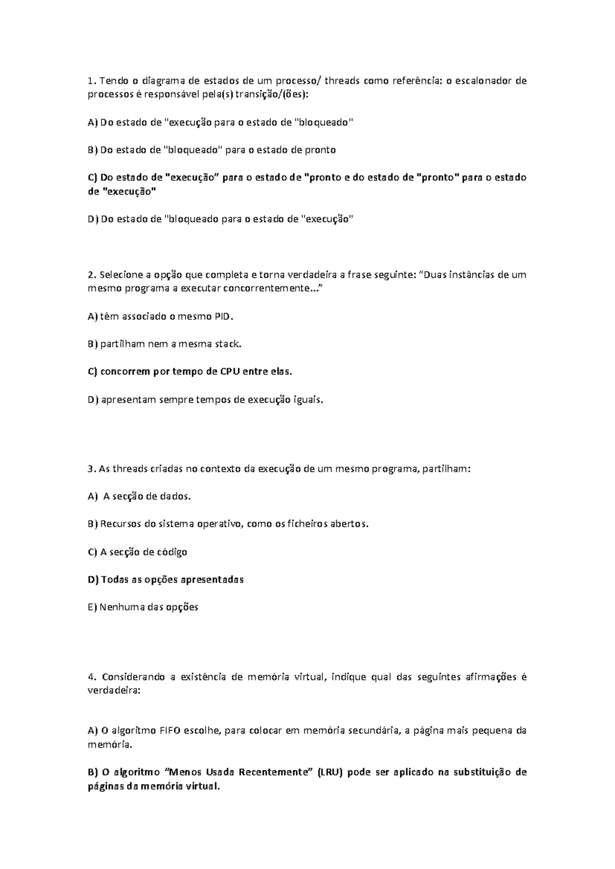 Exemplo de Teste - Escalonamento de Processos e Threads (1.ª Parte ...