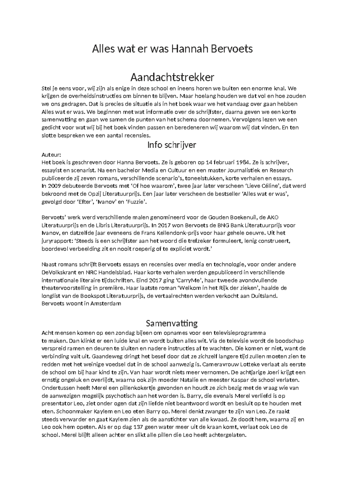 Hannah Bervoets' "Alles wat er was" - Een Analyse en Samenvatting ...