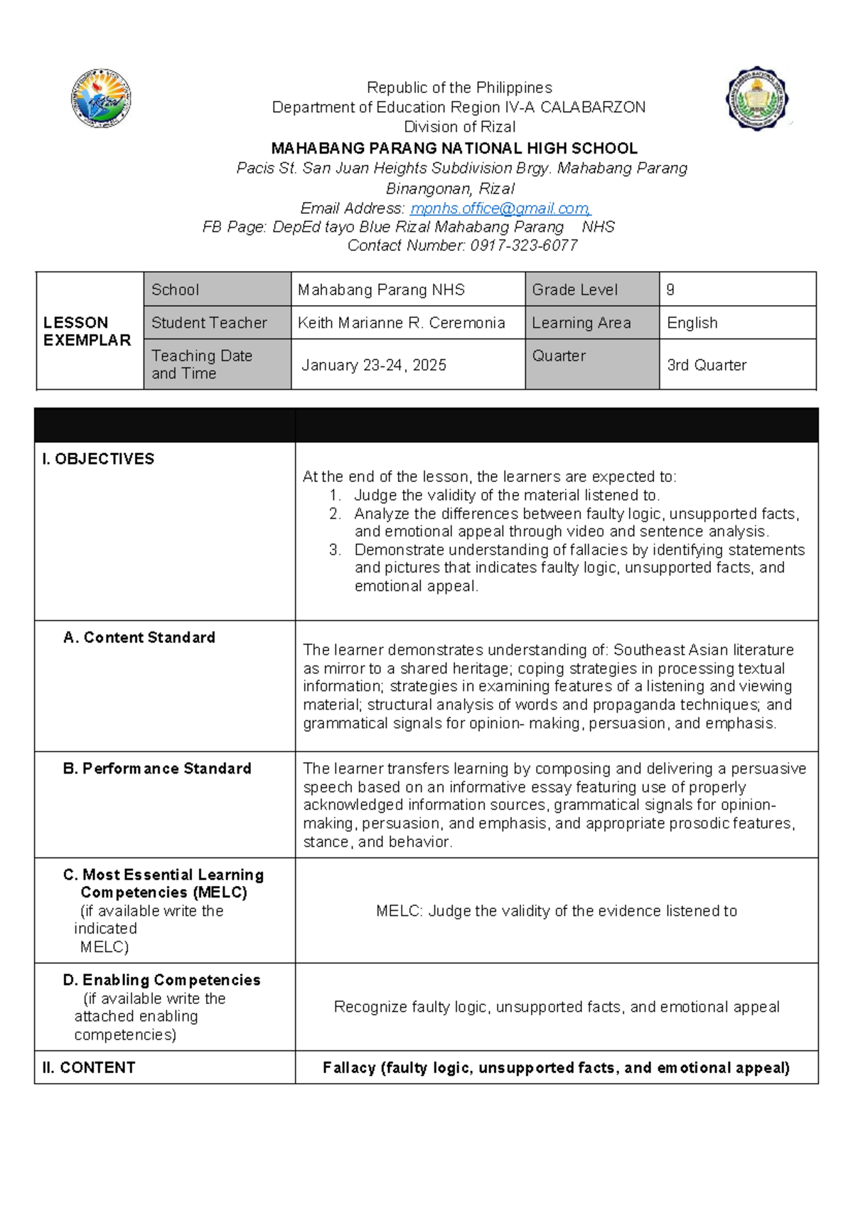 Fallacy LE - Lesson Exemplar on Analyzing Faulty Logic and Appeals ...